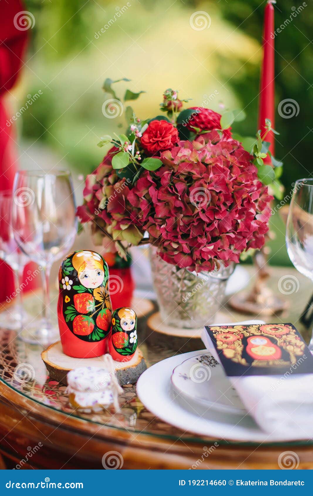 Festive Table Setting in Red, Using the National Russian Toy ...