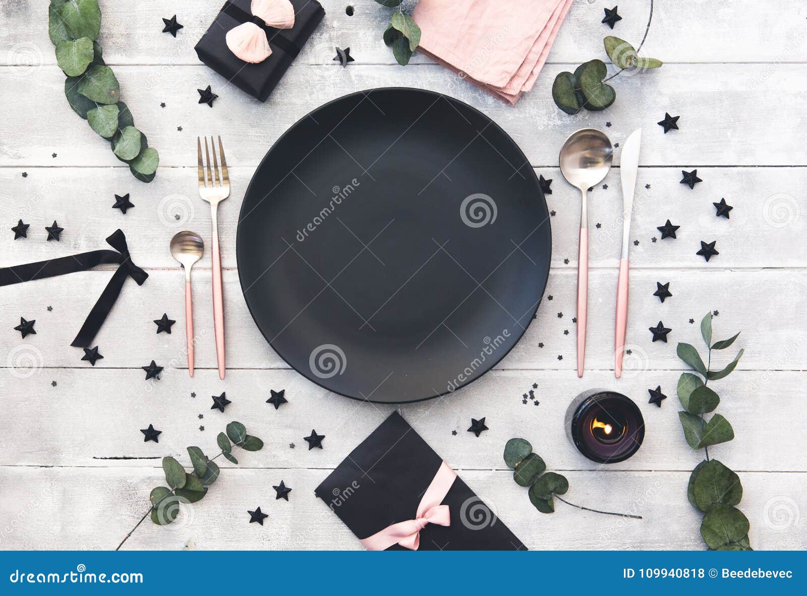 Festive Table Setting at Vintage Rustic Style with Candles and ...