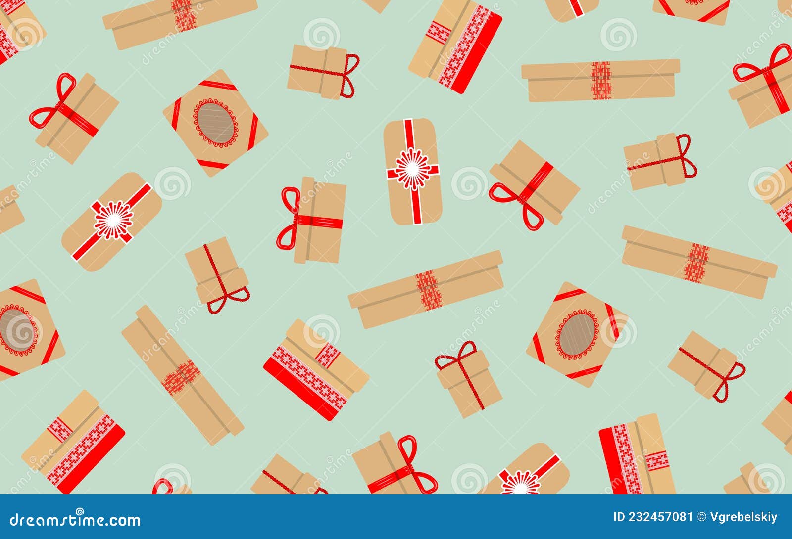 Festive Template with Different Gift Boxes with Decor Elements Stock ...