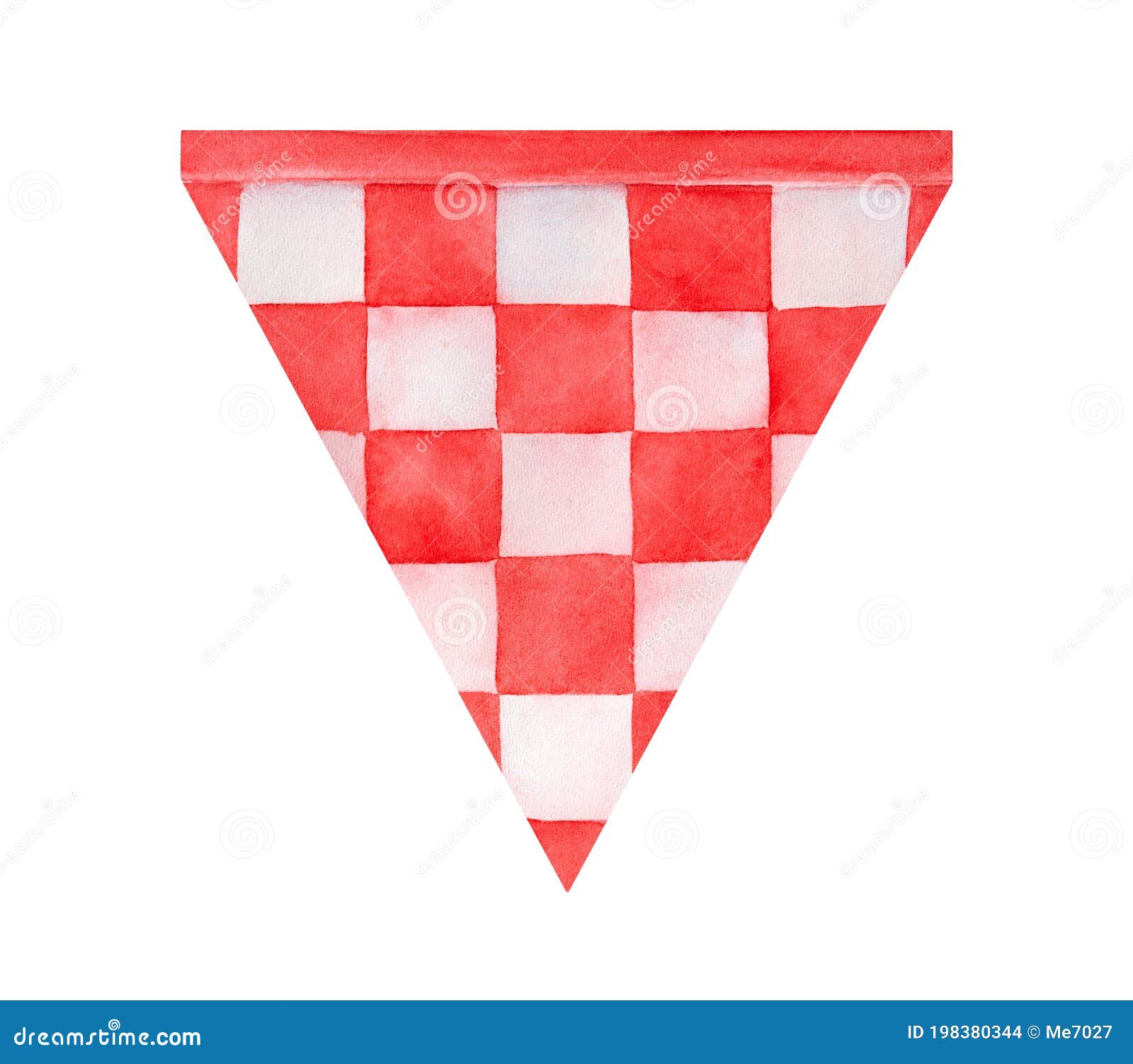 Festive Triangular Flag with Red and White Checkered Pattern. Stock ...