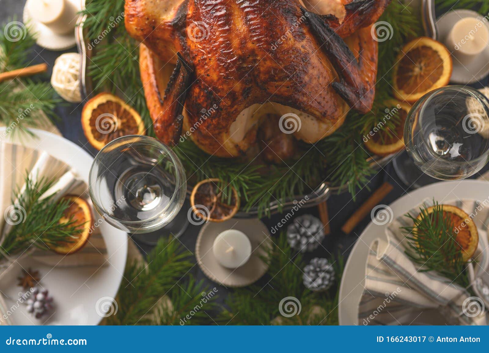 Festive Turkey, on a Served Table, Recipes, Horizontal Frame Stock ...