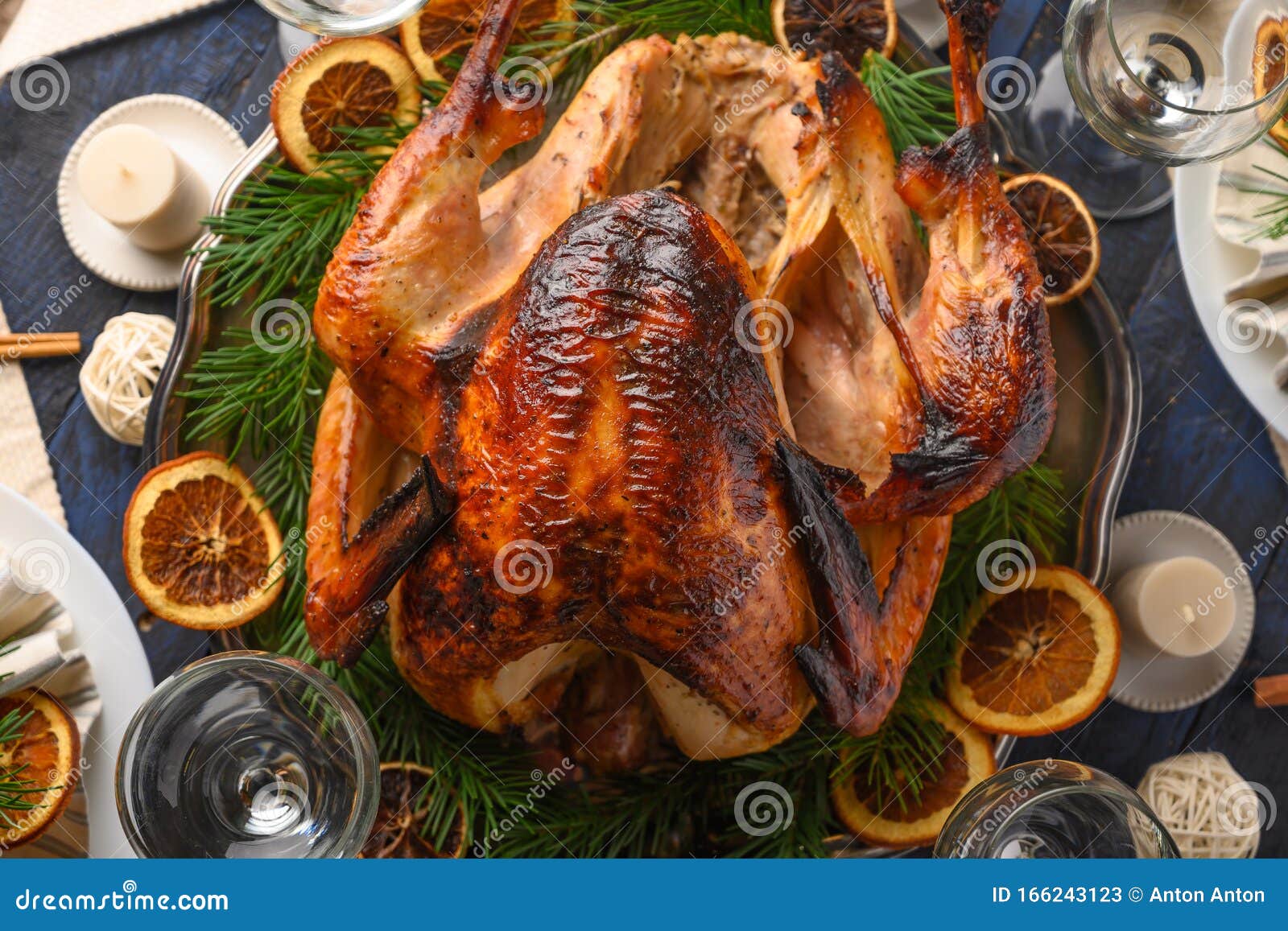 Festive Turkey, on a Served Table, Recipes, Horizontal Frame Stock ...