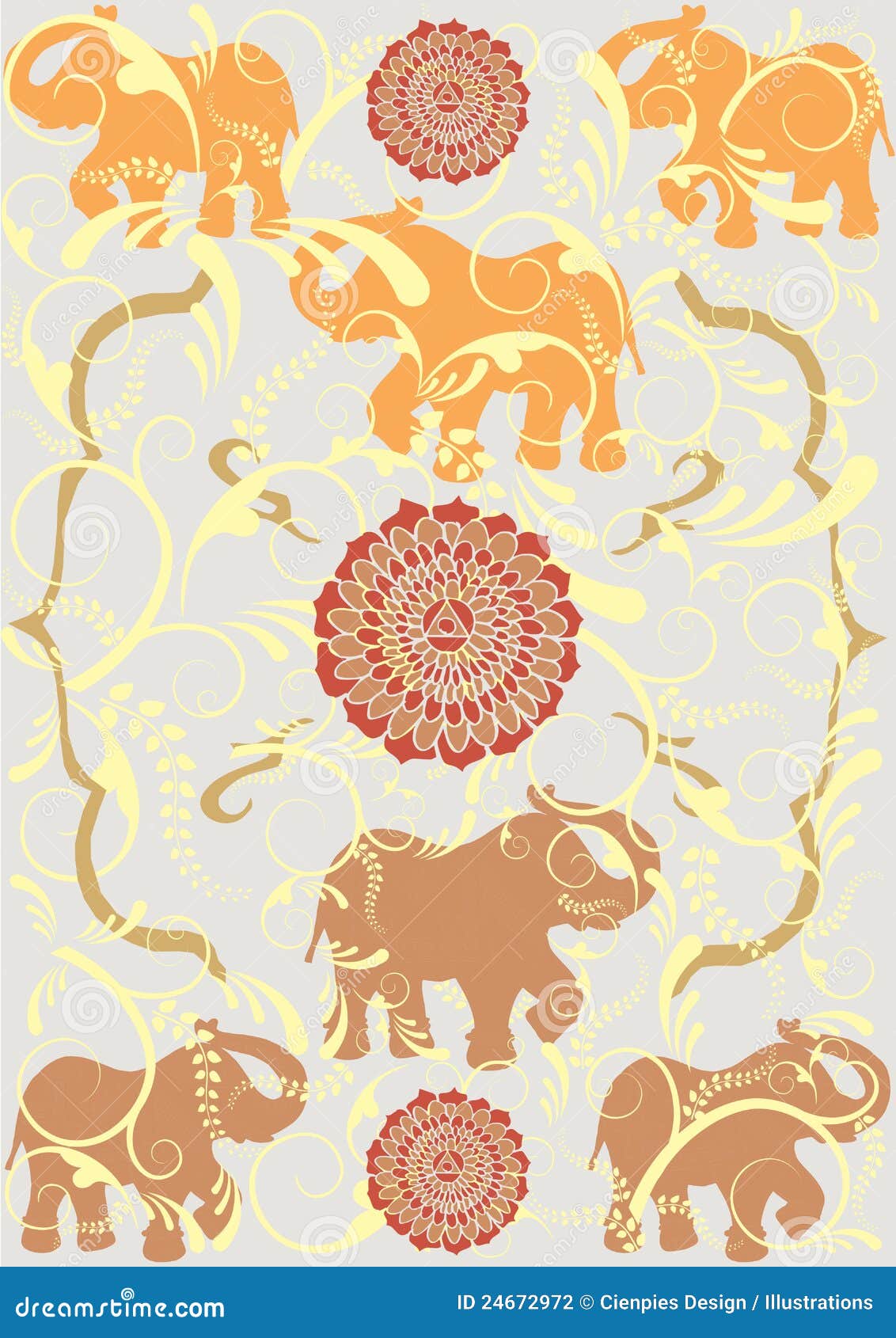 Festive Typical Indian Elephant Pattern Vector Illustration ...