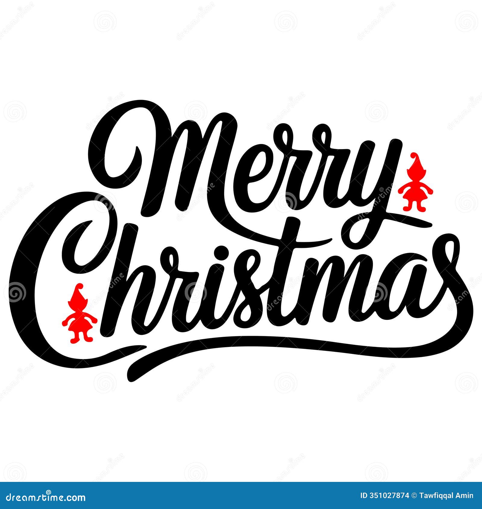 Festive Merry Christmas Logo Typography Gnomes Vector Illustration ...