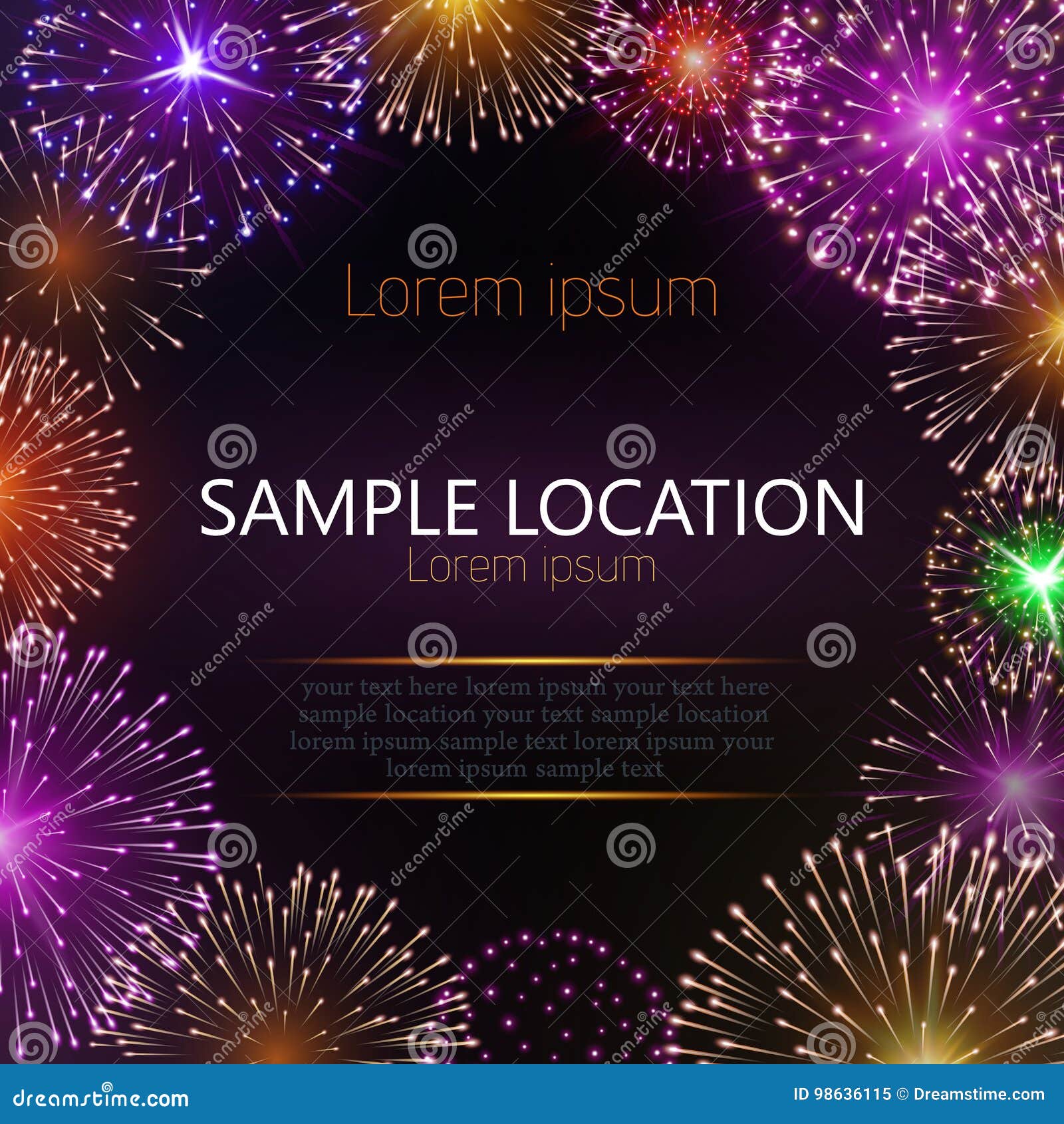 Festive Vector Fireworks and the Location of the Text Stock Vector ...