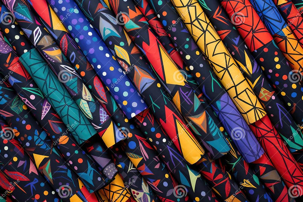 Festive Wrapping Paper Patterns, Flat Lay Stock Photo - Image of gift ...