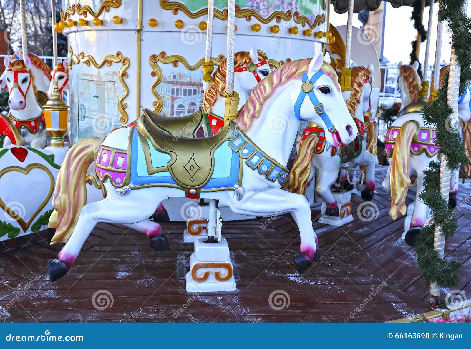 Festively Decorated Roundabout Carousel Stock Photo - Image of ...