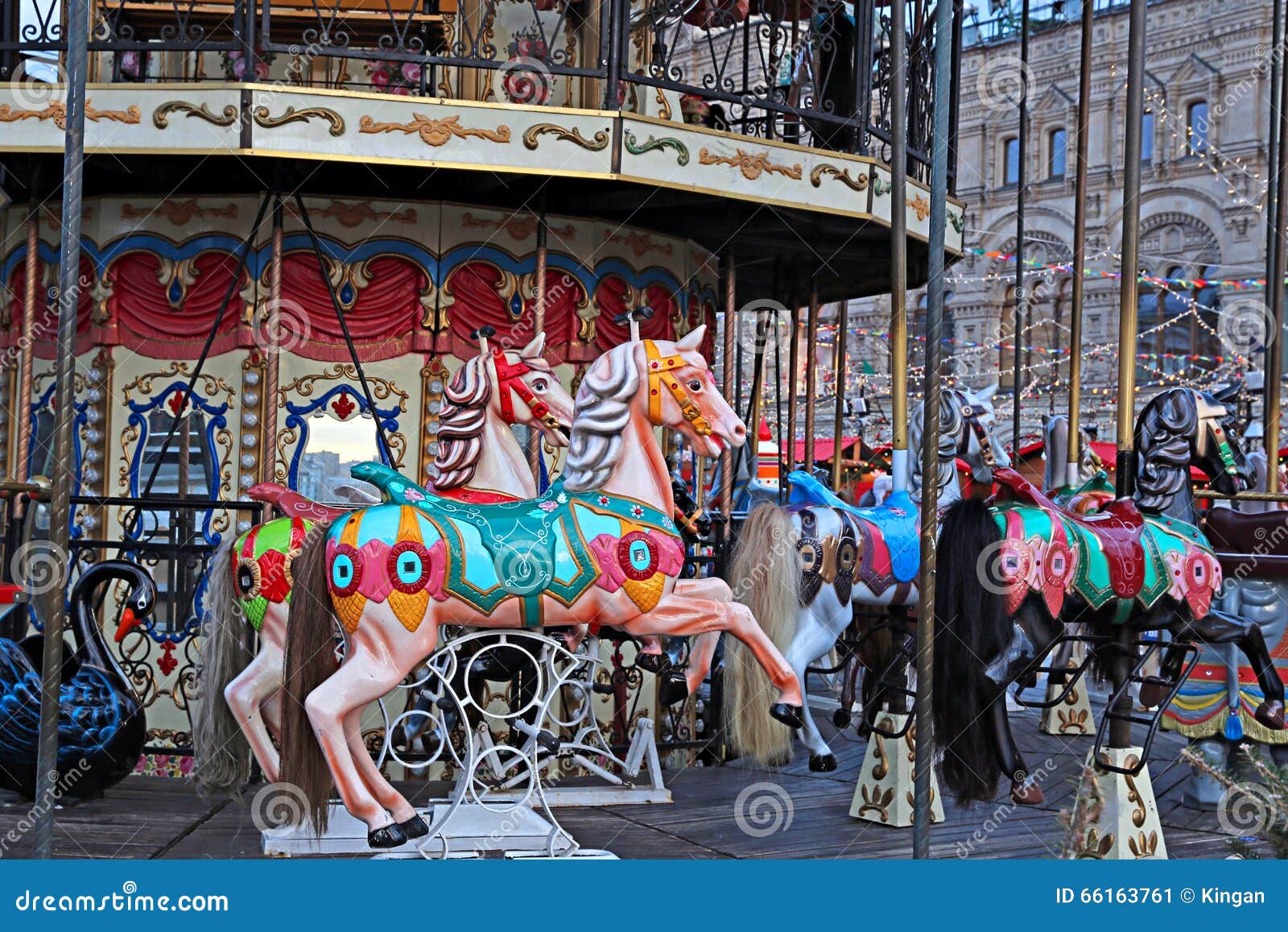 Festively Decorated Roundabout Carousel in Moscow Stock Image - Image ...