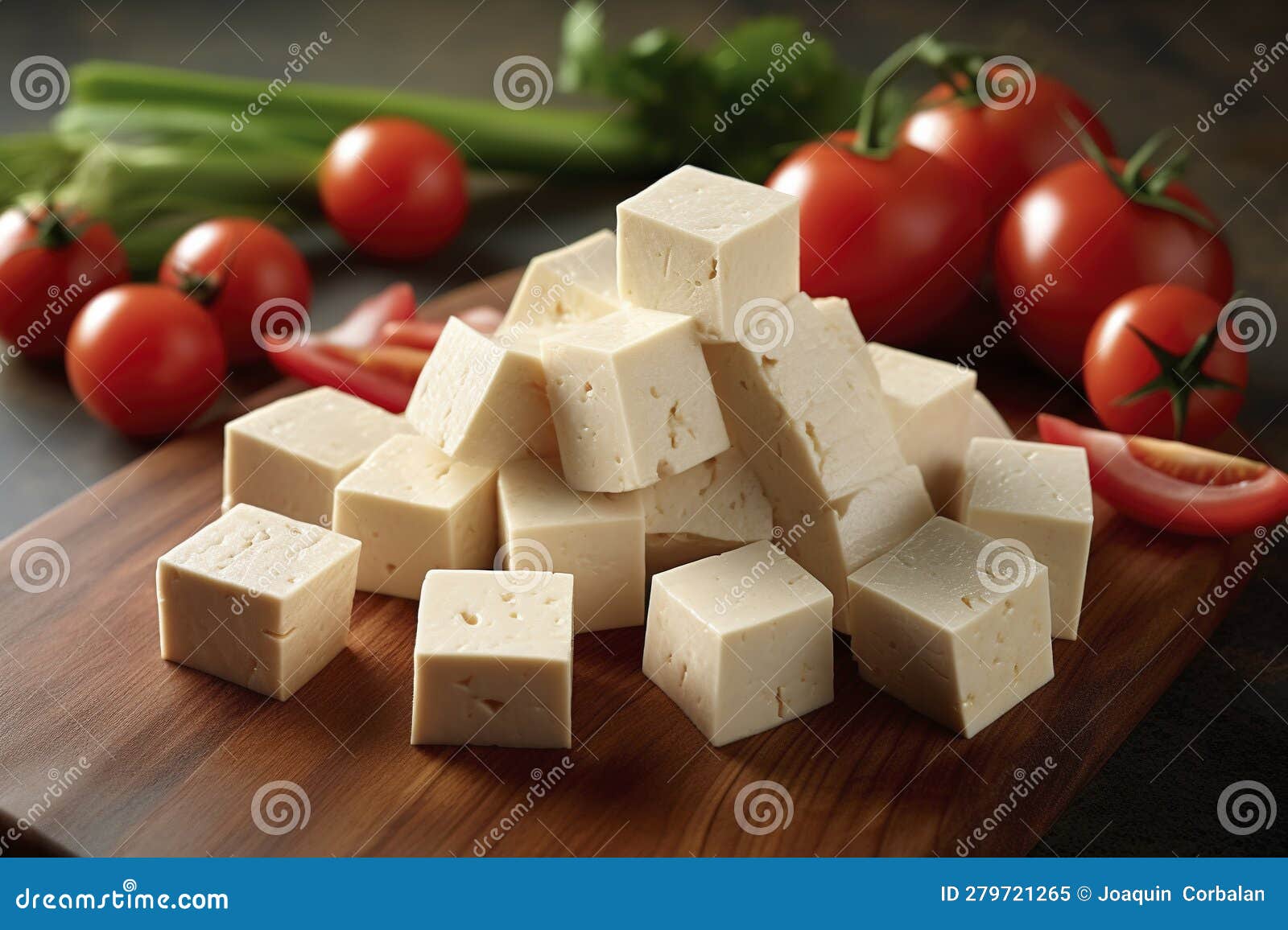 Feta Cheese Cubes, Served with Cherry Tomatoes. Ai Generated Stock ...