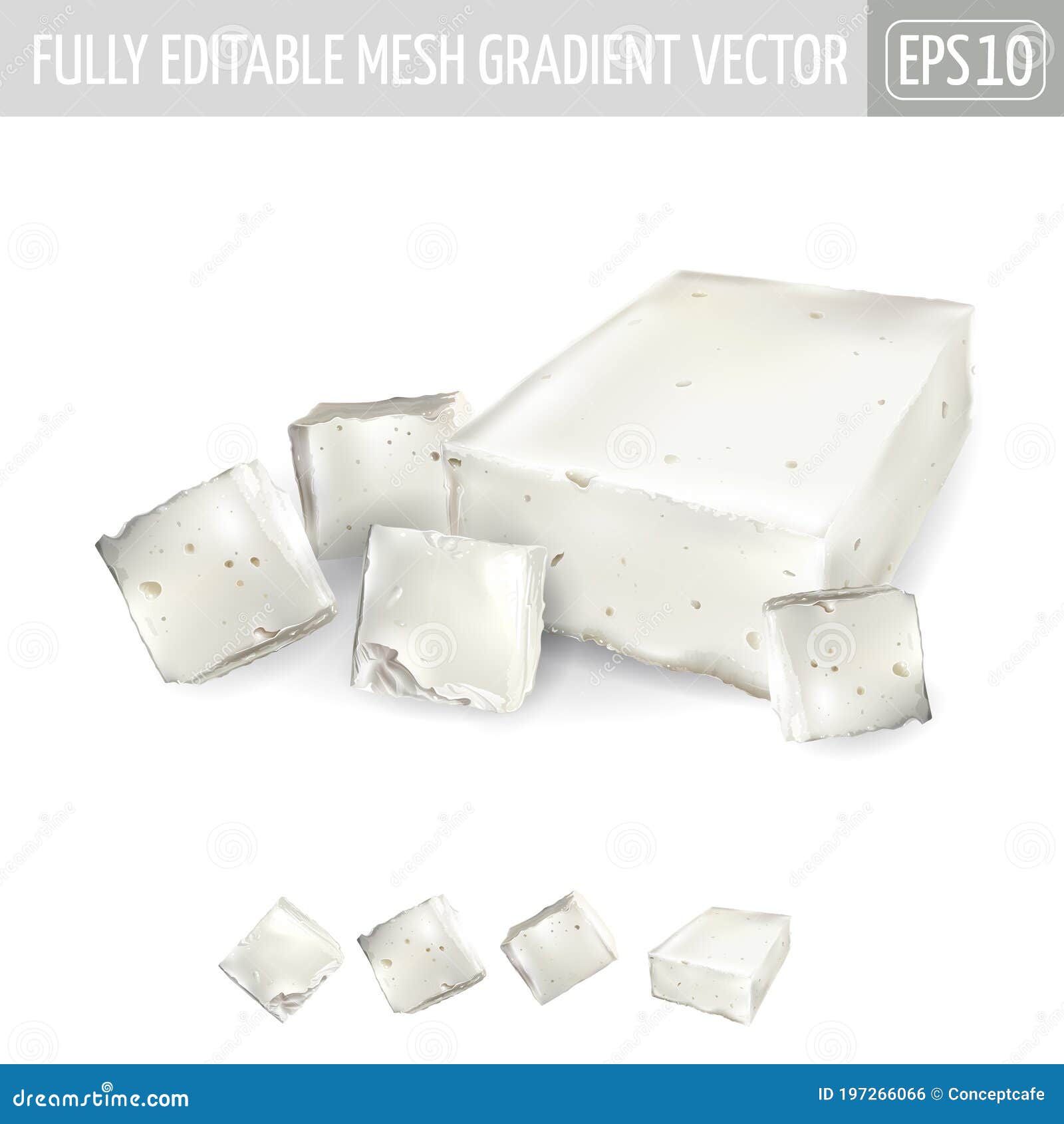 Feta Cheese Pieces on a White Background. Stock Vector - Illustration ...