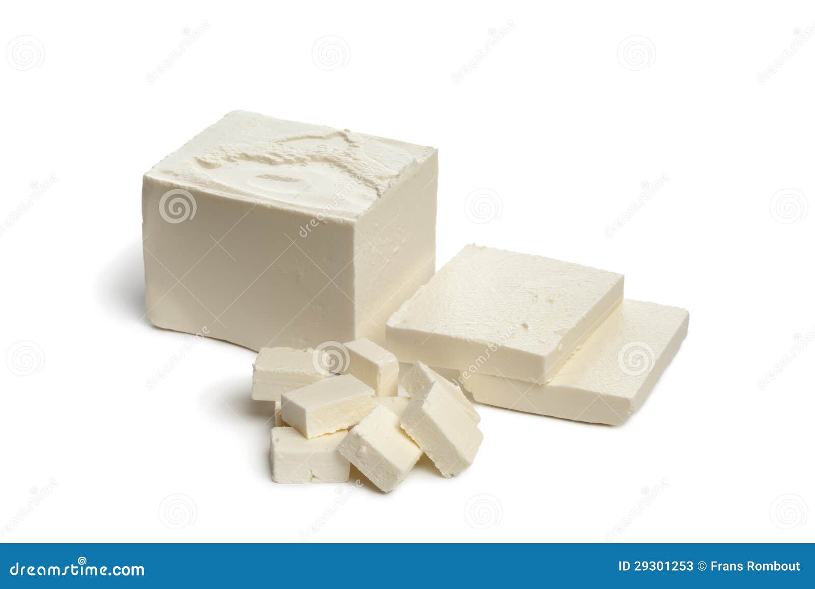 Feta Cheese with Slices and Cubes Stock Image - Image of mediterranean ...