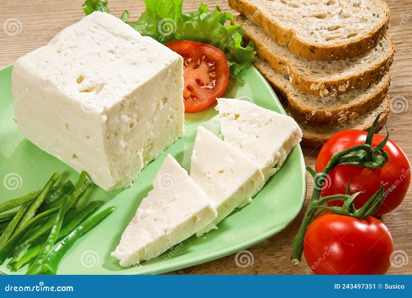 Feta Greek Turkish Cheese on Plate Stock Image - Image of camembert ...