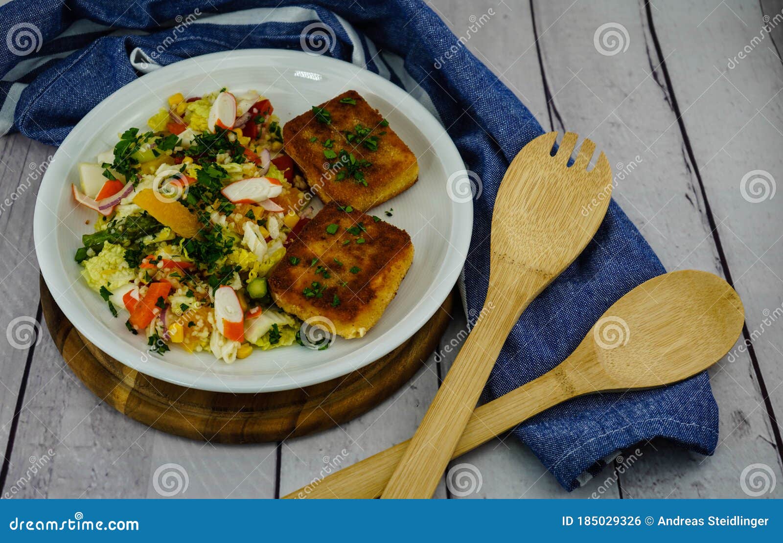 Feta surimi salad stock photo. Image of dinner, cheeses - 185029326