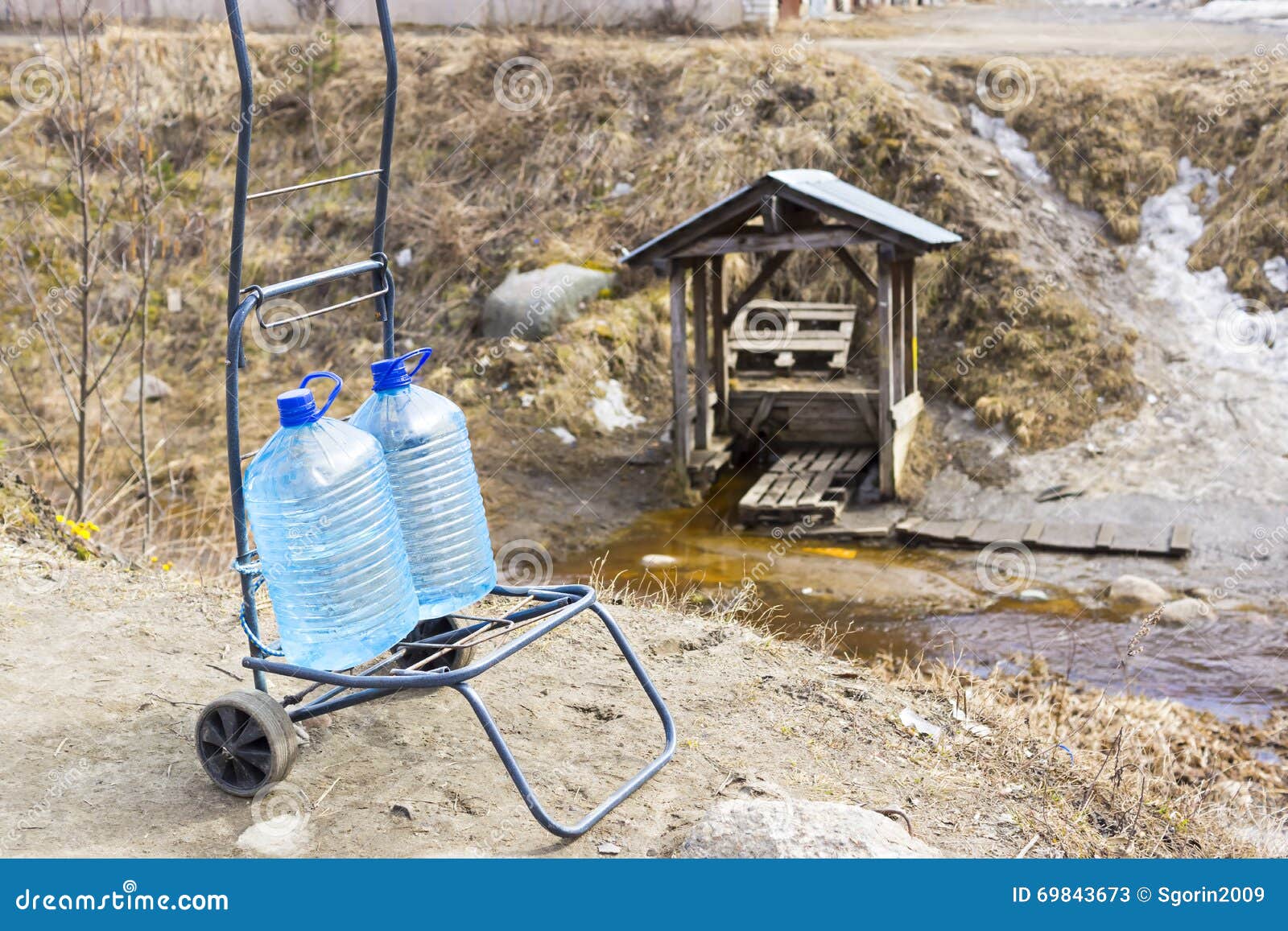 Fetch water at the spring stock image. Image of light - 69843673