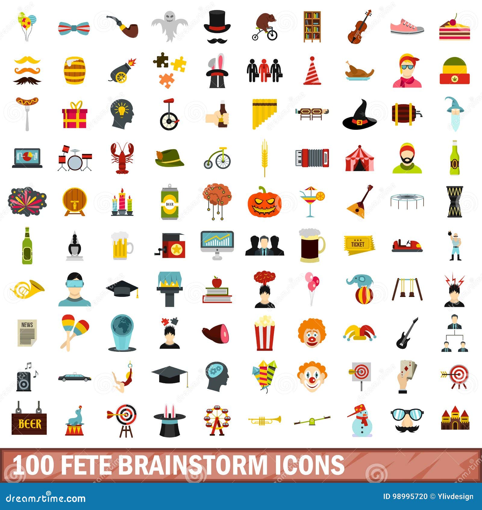 100 Fete Brainstorm Icons Set, Flat Style Stock Vector - Illustration ... 100 Fete Brainstorm Icons Set, Flat Style Stock Vector - Illustration ...