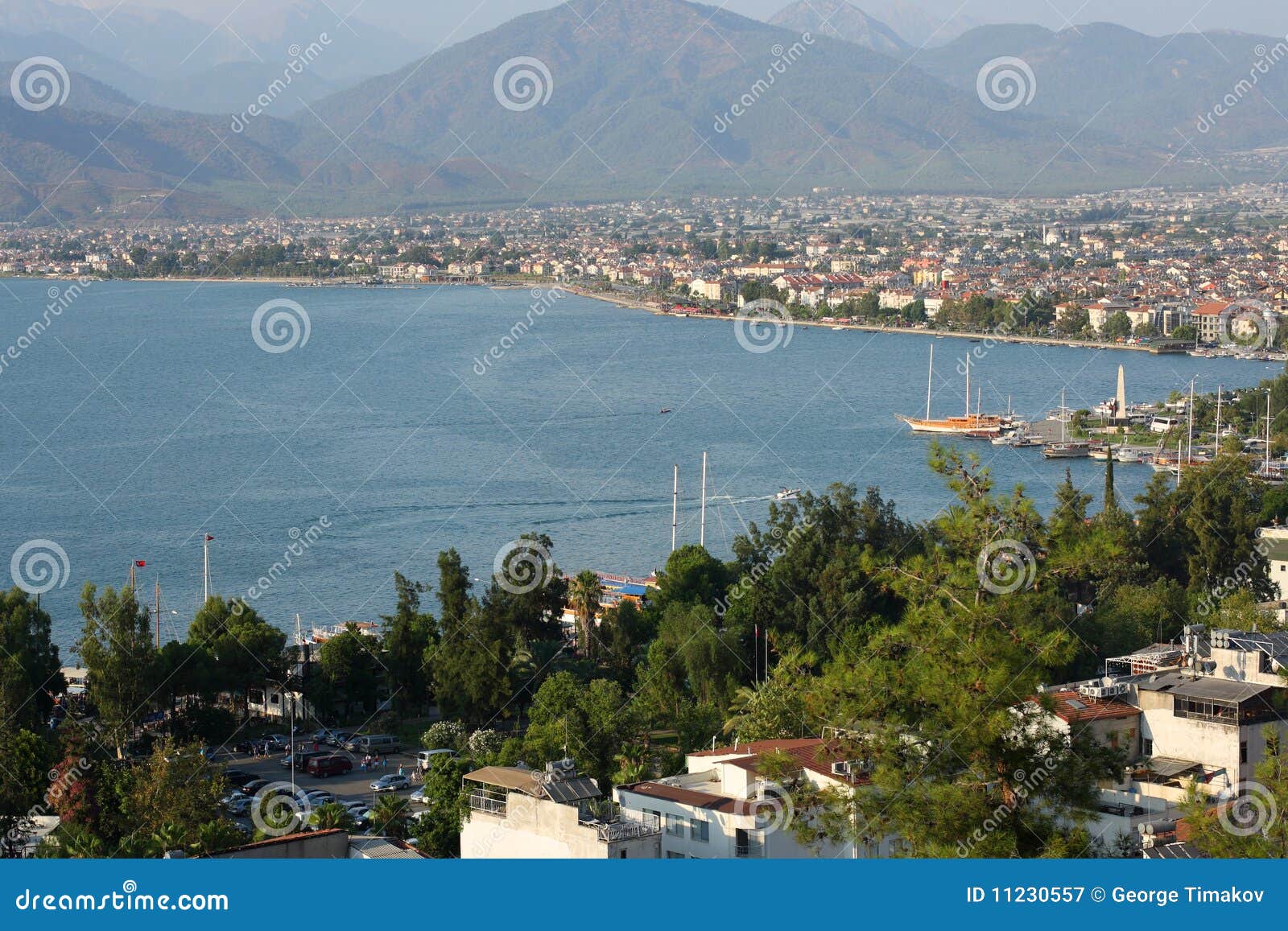 Fethiye harbour, Turkey stock image. Image of green, town - 11230557