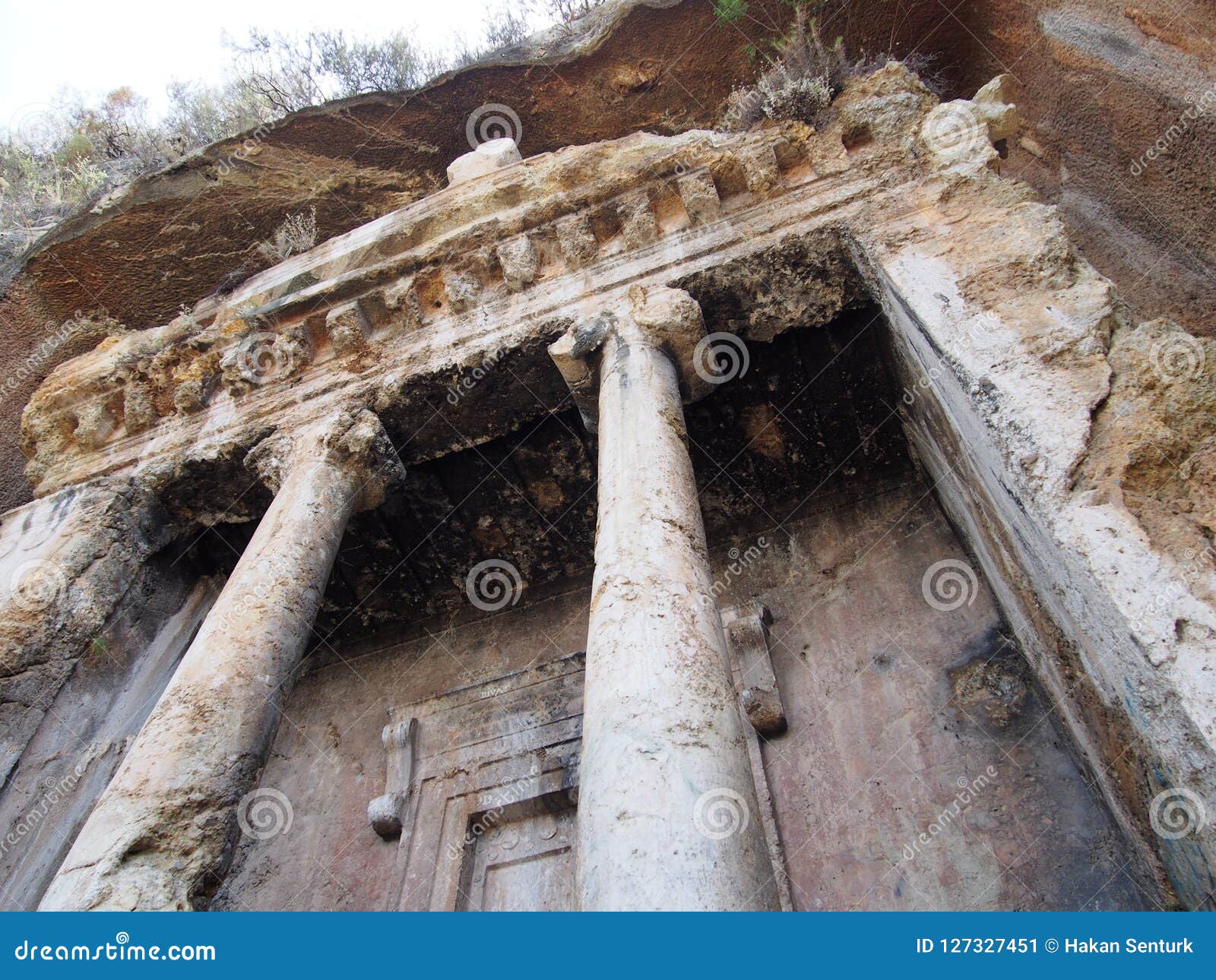Fethiye rock tombs Amyntas stock image. Image of travel - 127327451