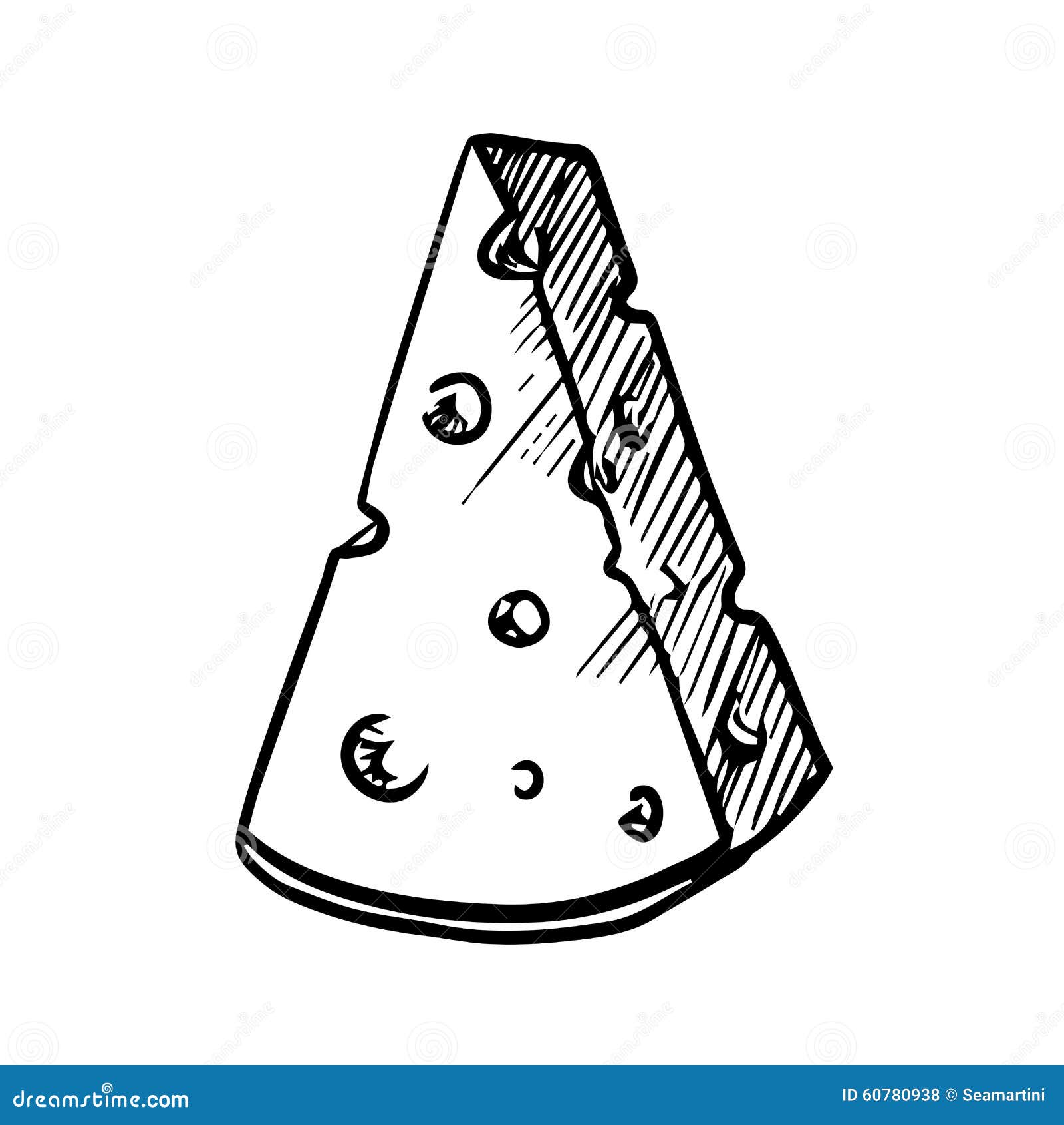 Fetta Di Formaggio Con I Fori, Immagine Di Schizzo Illustrazione ...