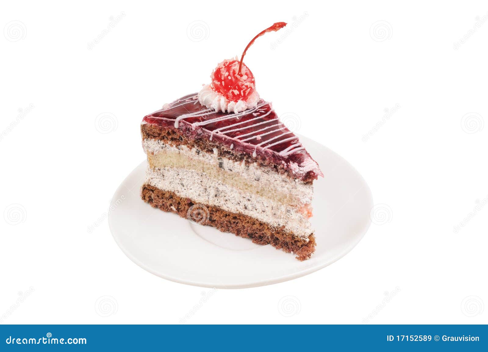 Fetta Di Torta Con La Ciliegia Immagine Stock - Immagine di dolce ...