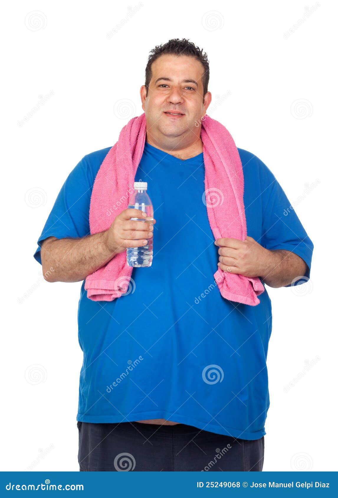 Fetter Mann, Der Sport Mit Einer Wasserflasche Spielt Stockfoto - Bild ...