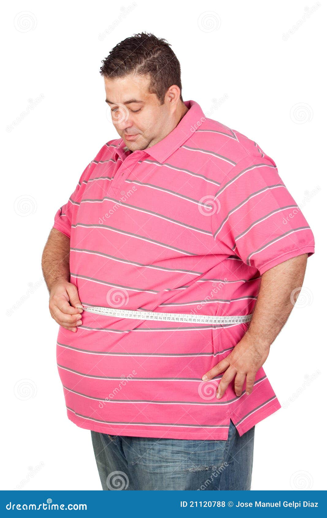 Fetter Mann Mit Einem Bandmaß Stockfoto - Bild von jeans, karosserie ...