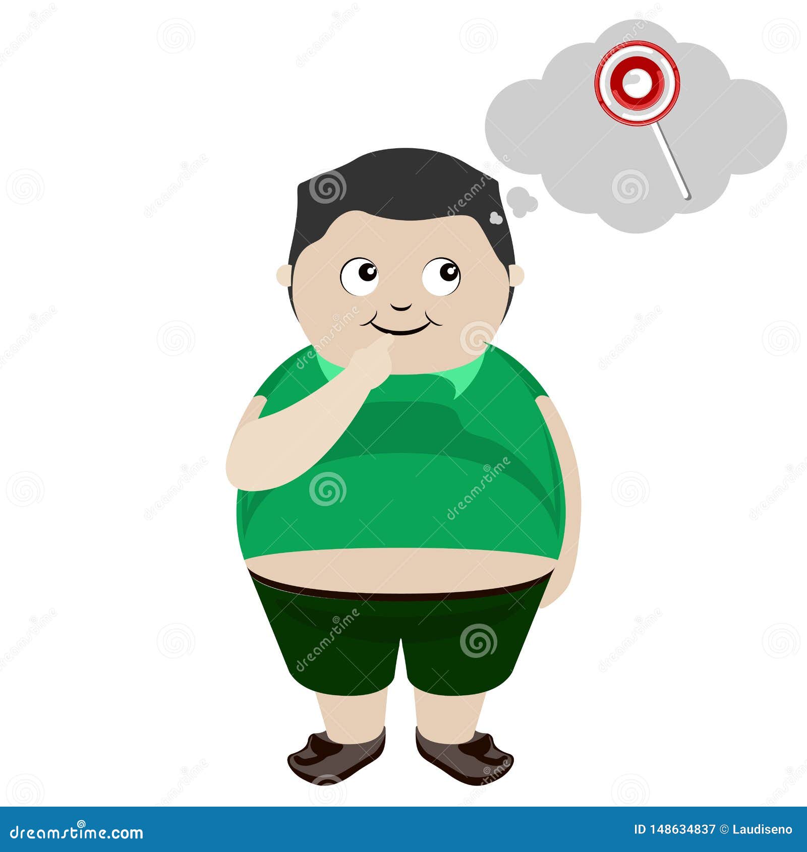 Fettes Kind, Das an Einen Lutscher Denkt Vektor Abbildung ...