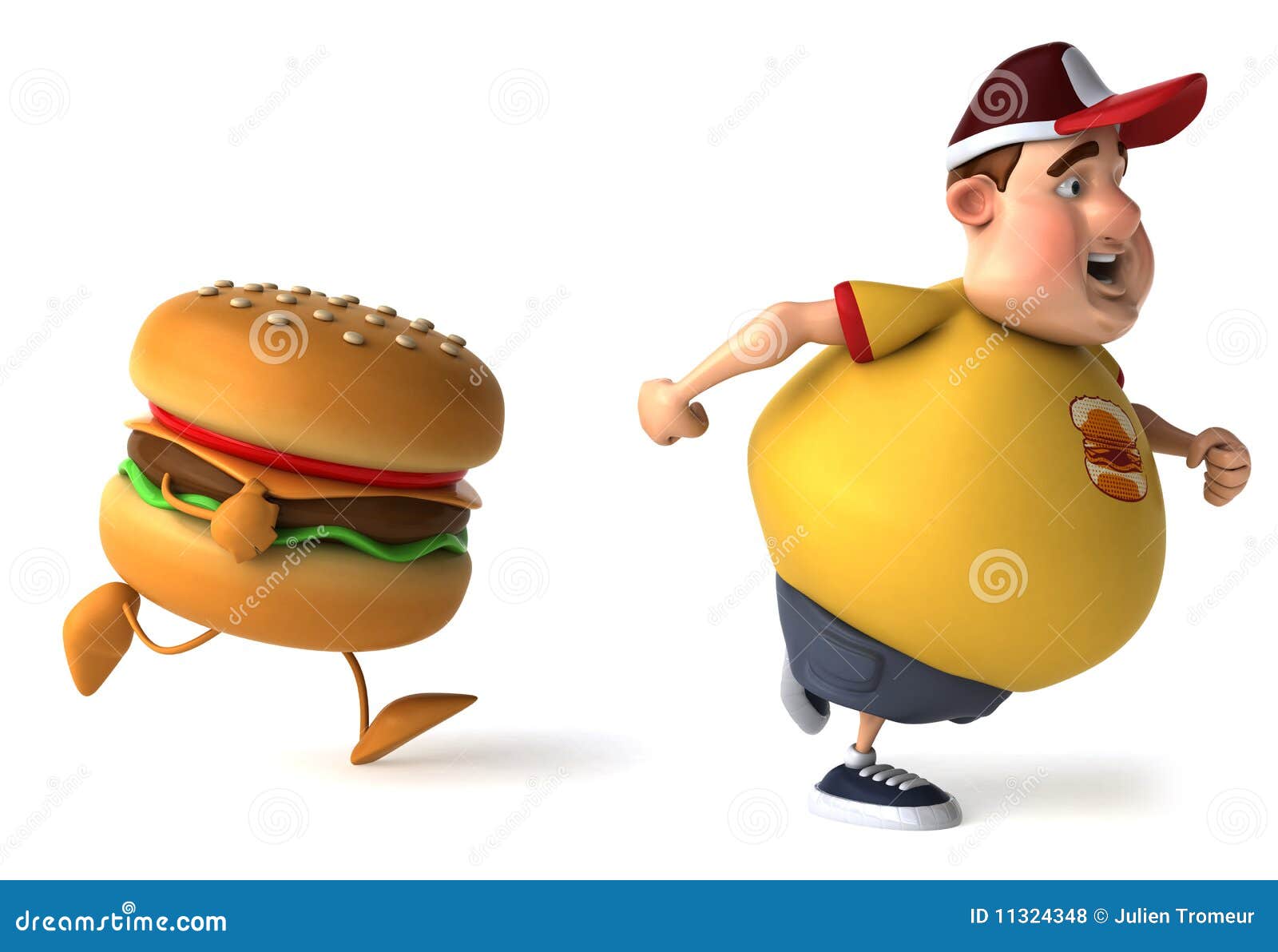 Fettes Kind und Hamburger stock abbildung. Illustration von nahrung ...