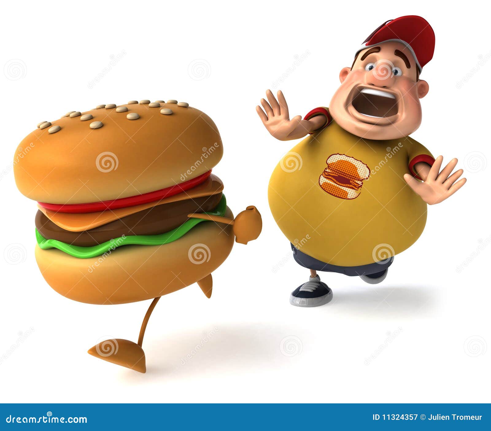 Fettes Kind und Hamburger stock abbildung. Illustration von person ...