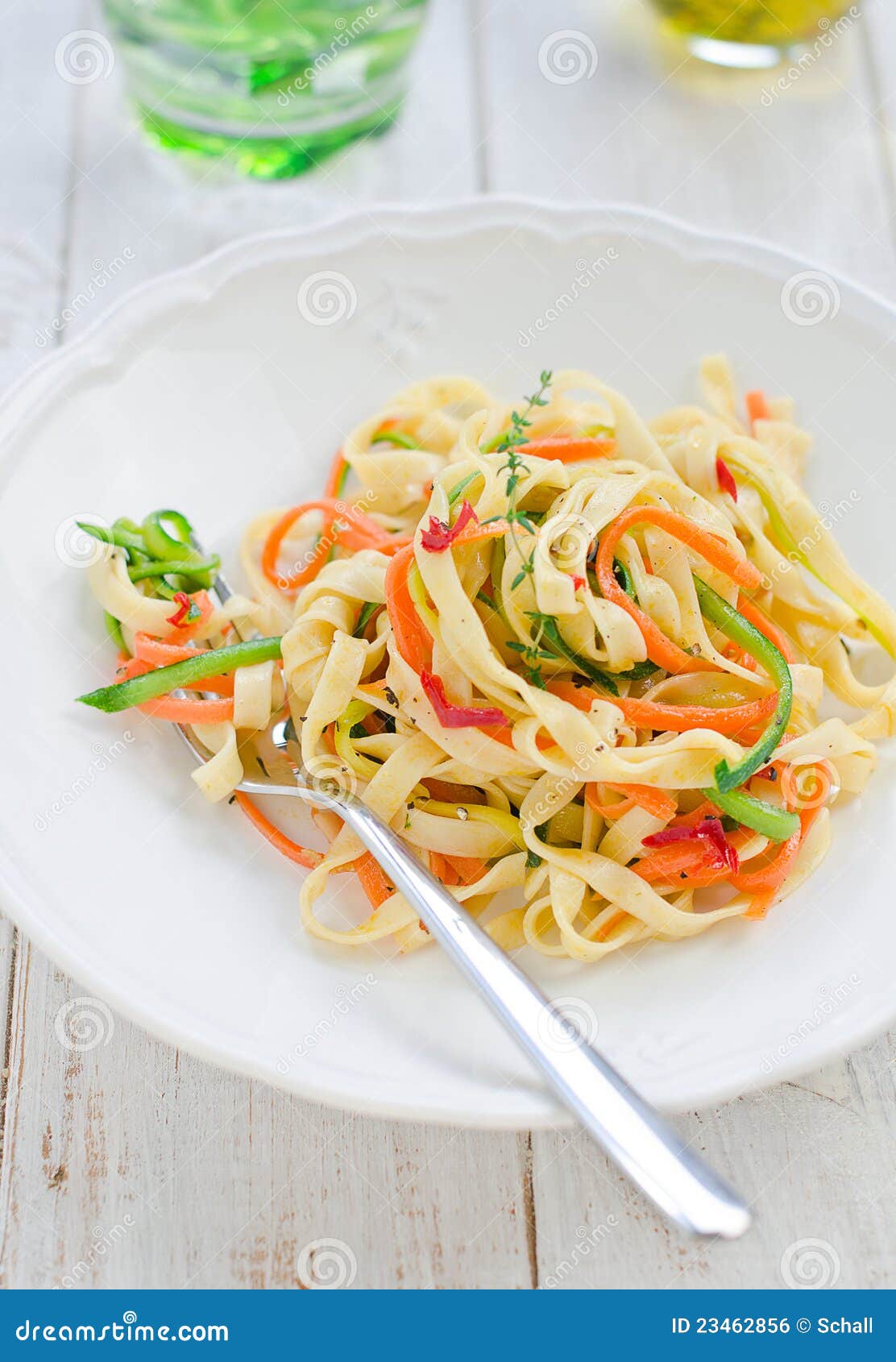 Fettucine with vegetables stock photo. Image of garnish - 23462856