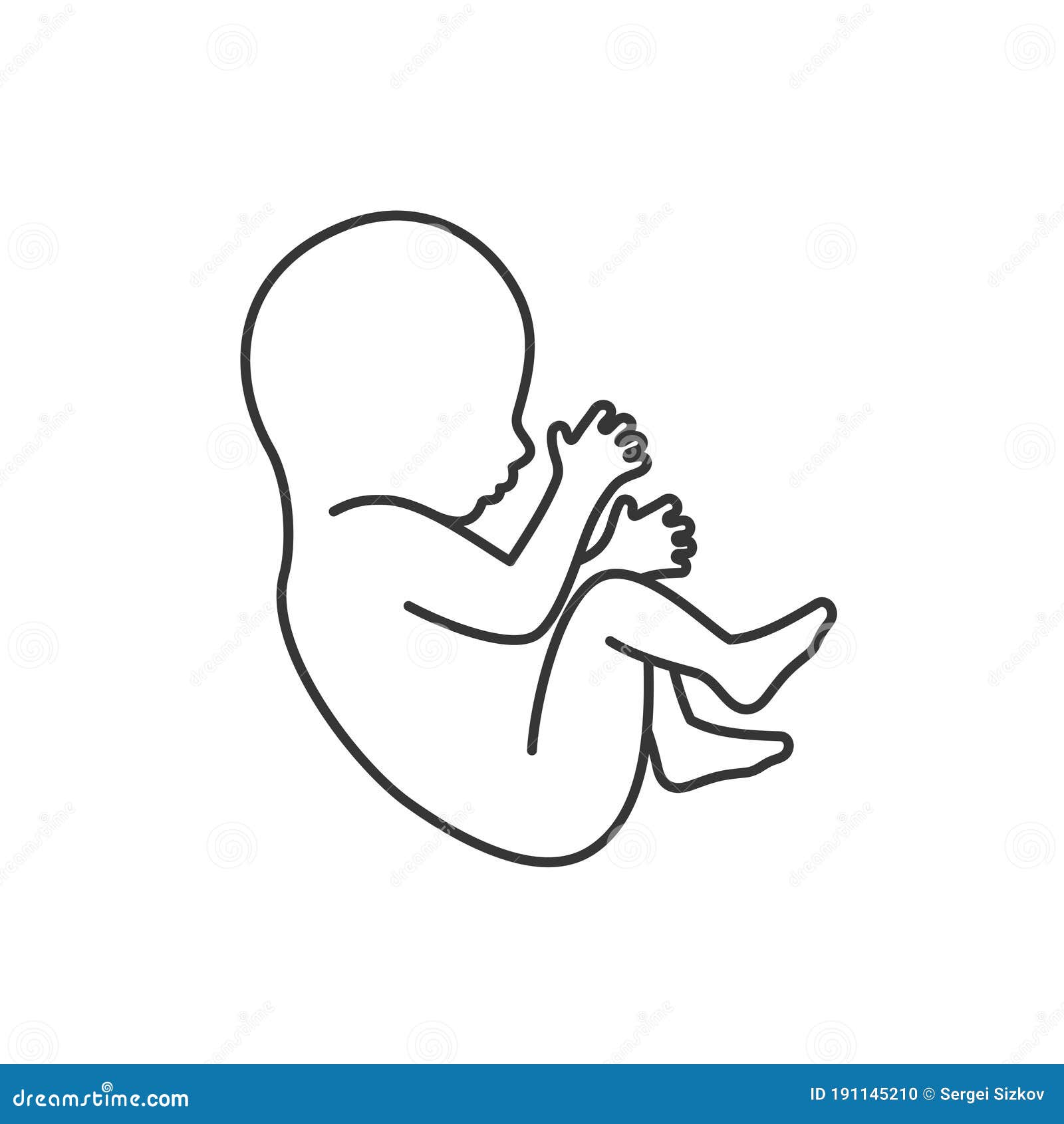 Fetus Icon. Prenatal Human Child With Placenta Symbol. Embryo Sign ...