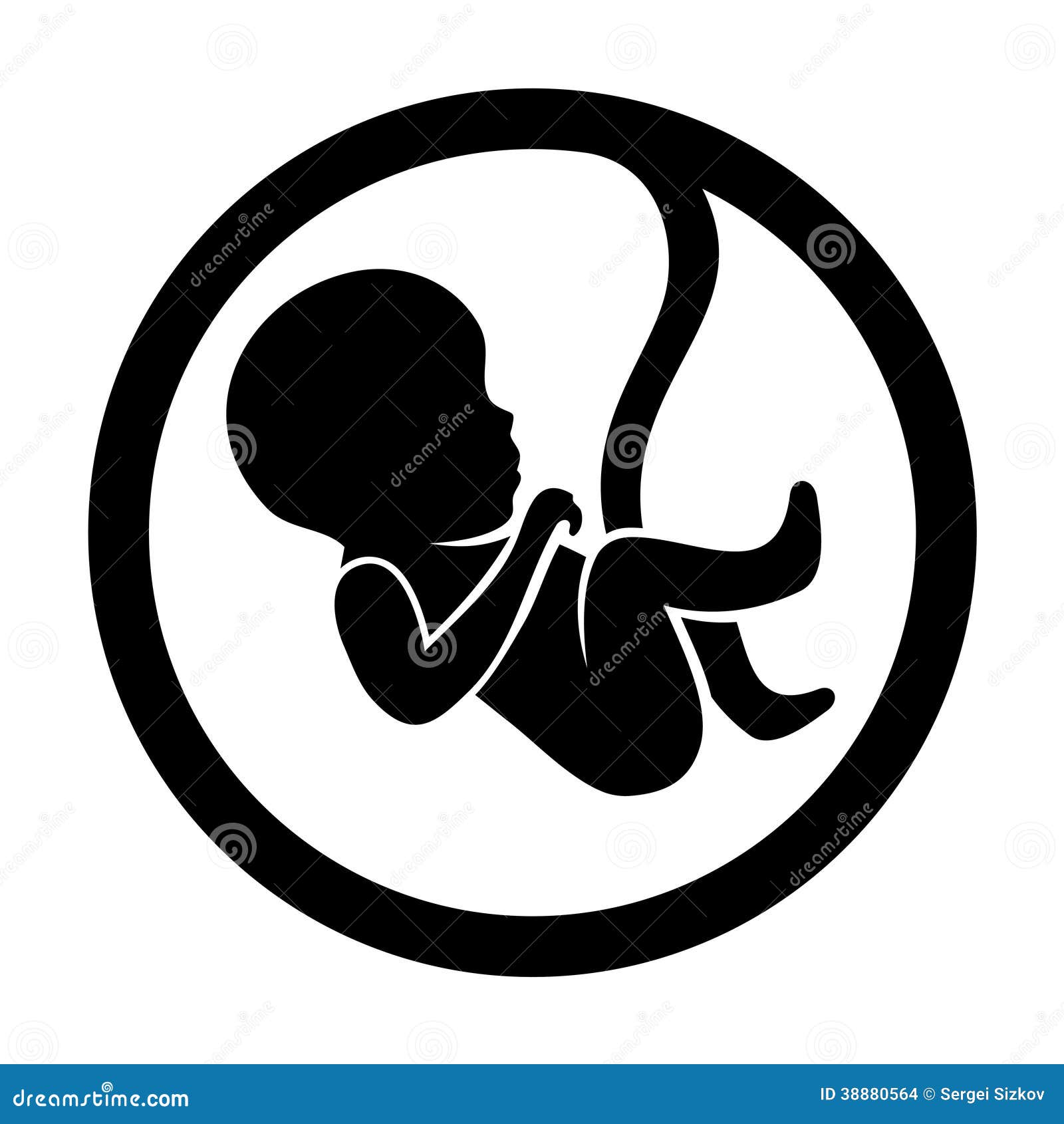 Fetus Icon. Prenatal Human Child With Placenta Symbol. Embryo Sign ...