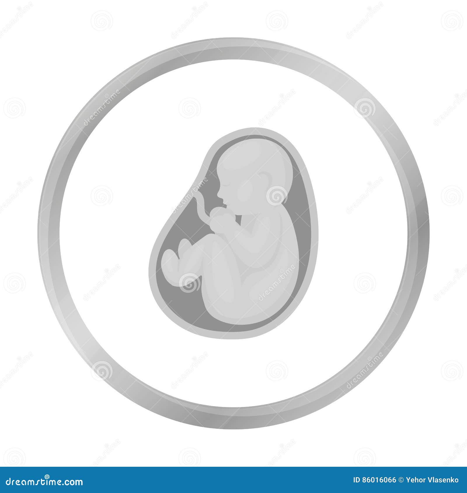 Fetus Icon in Monochrome Style Isolated on White. Pregnancy Symbol ...