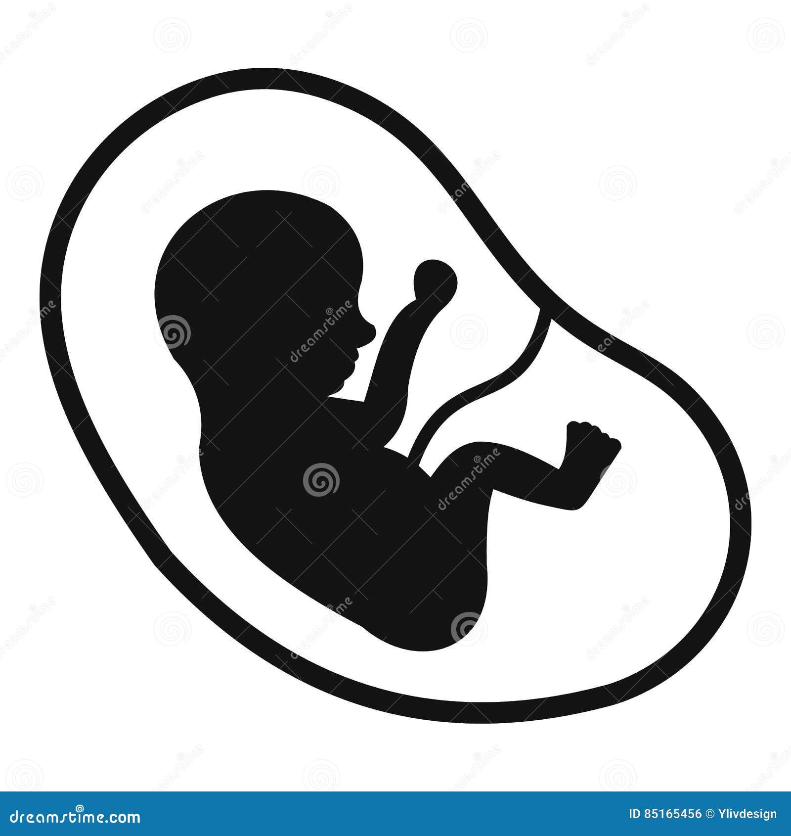 Fetus Icon. Prenatal Human Child With Placenta Symbol. Embryo Sign ...