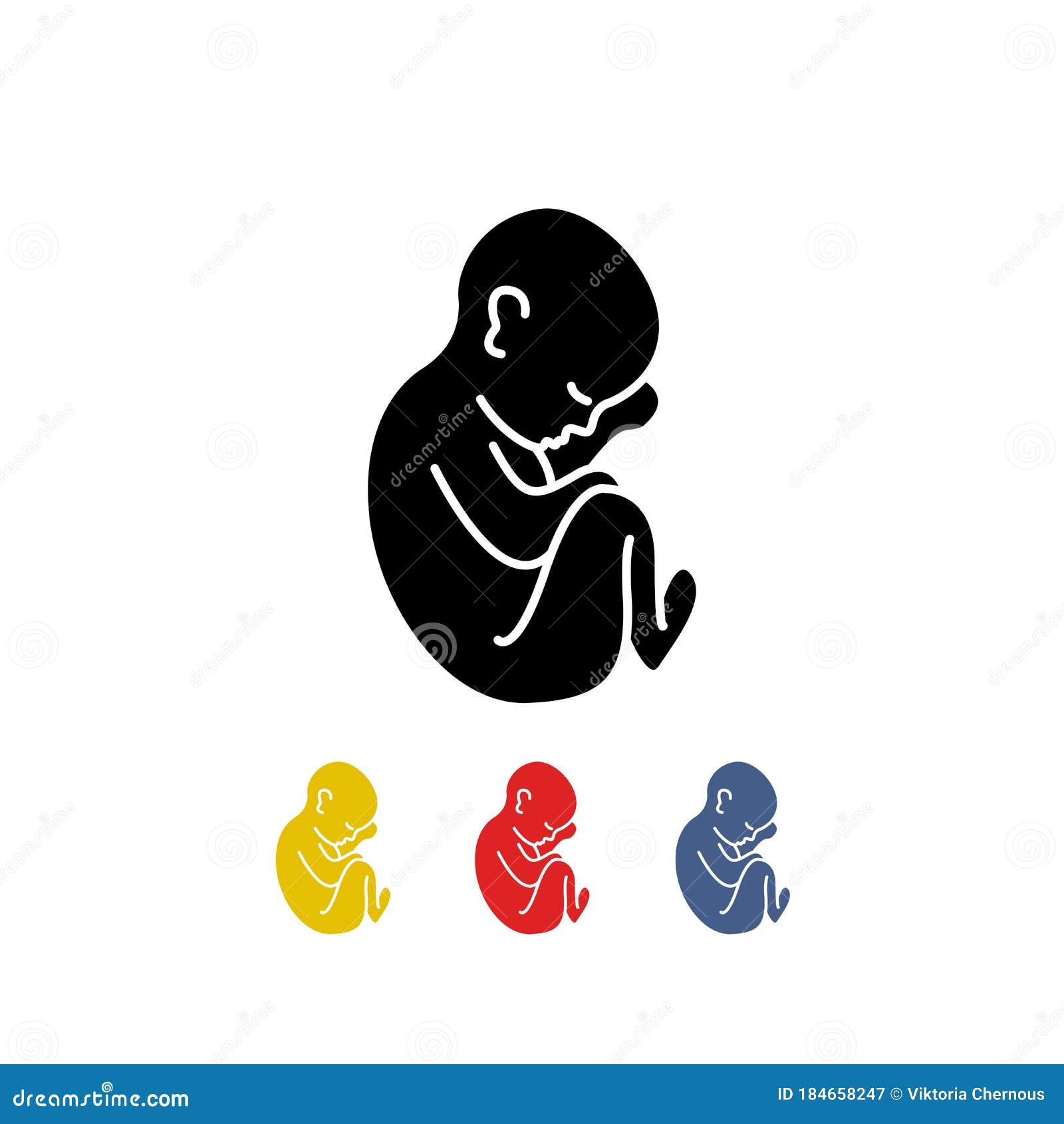 Fetus Icon In Outline Style Isolated On White Background. Pregnancy ...