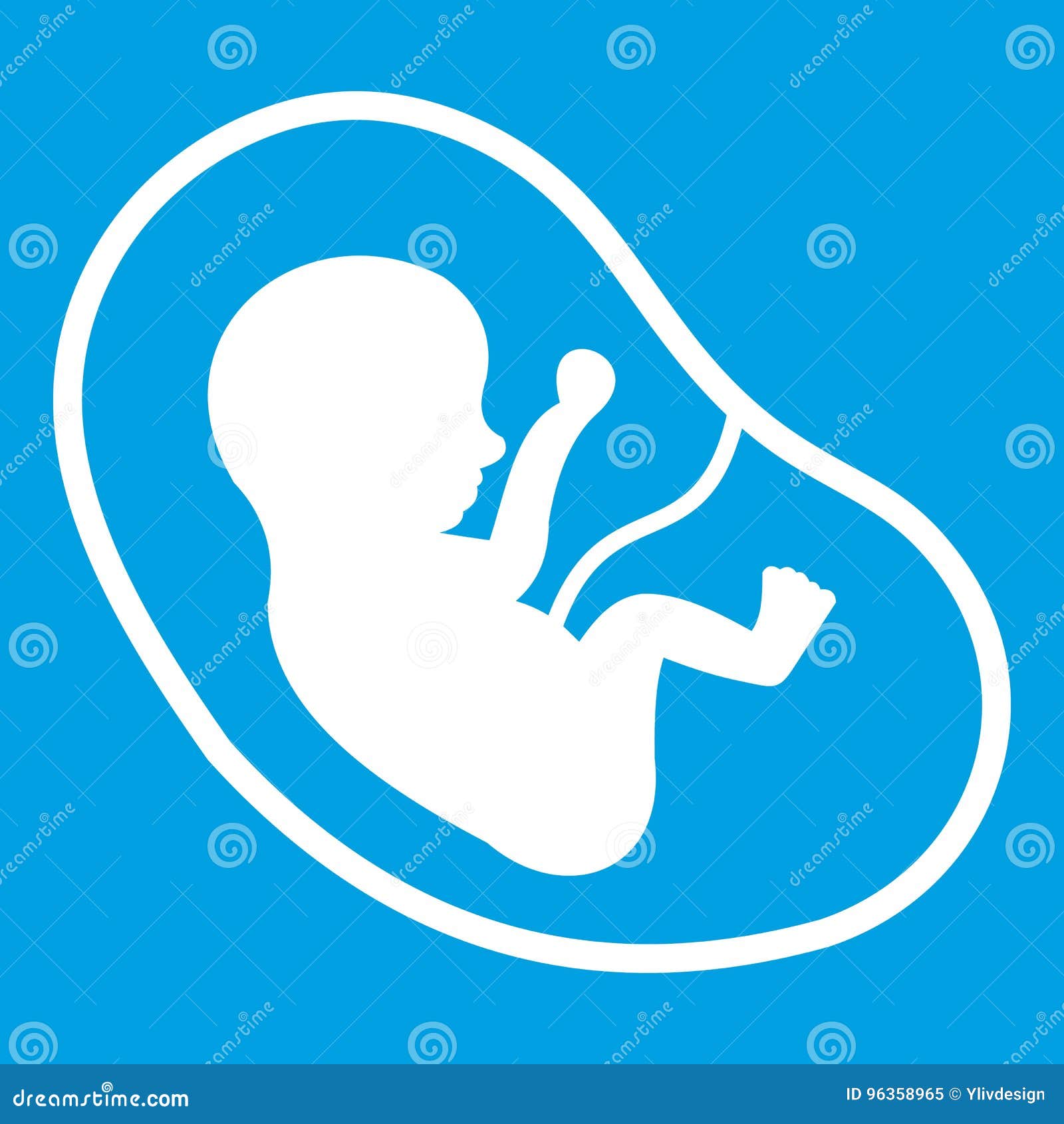 Fetus Icon. Prenatal Human Child With Placenta Symbol. Embryo Sign ...