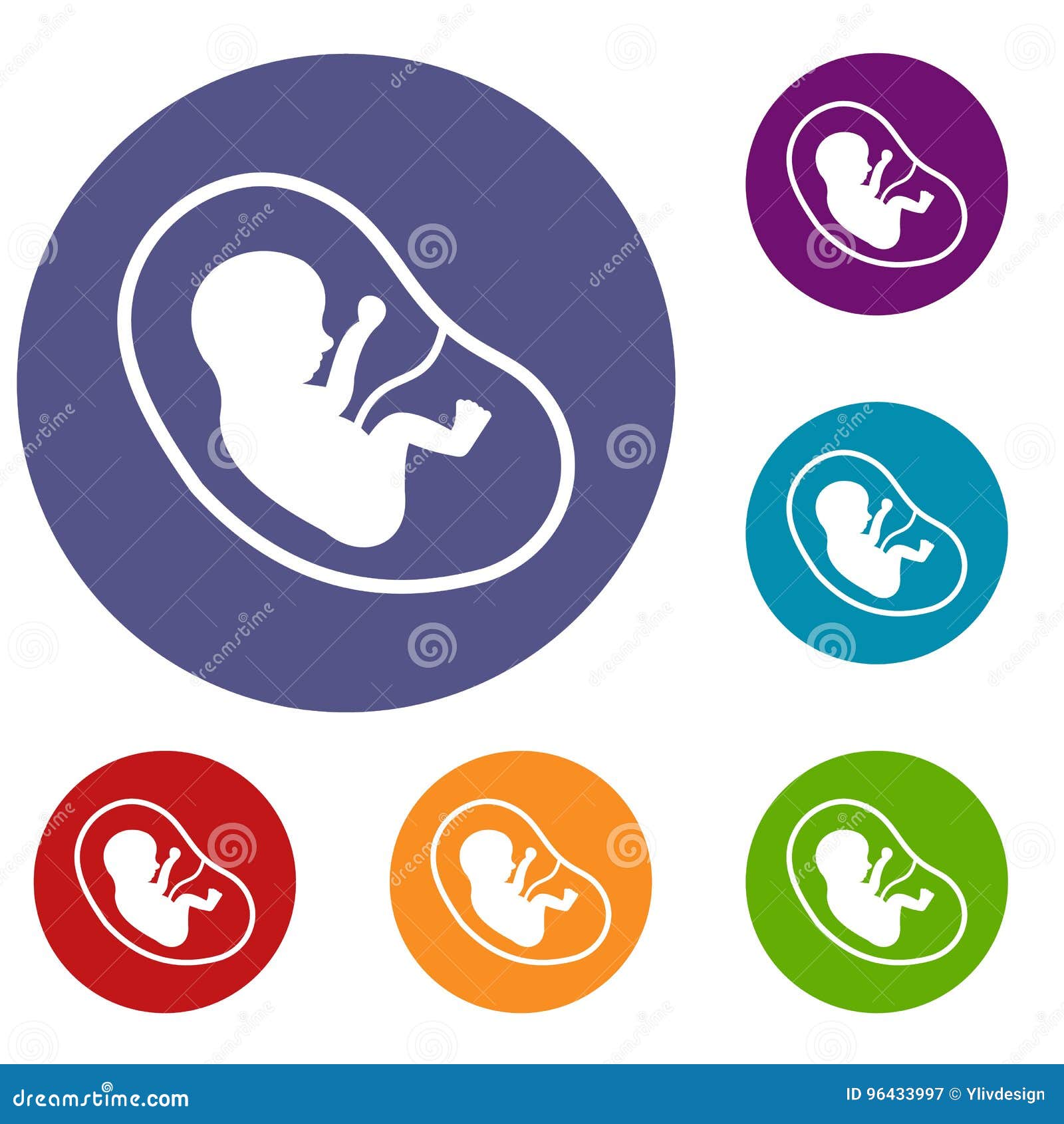 Fetus icons set stock vector. Illustration of mother - 96433997