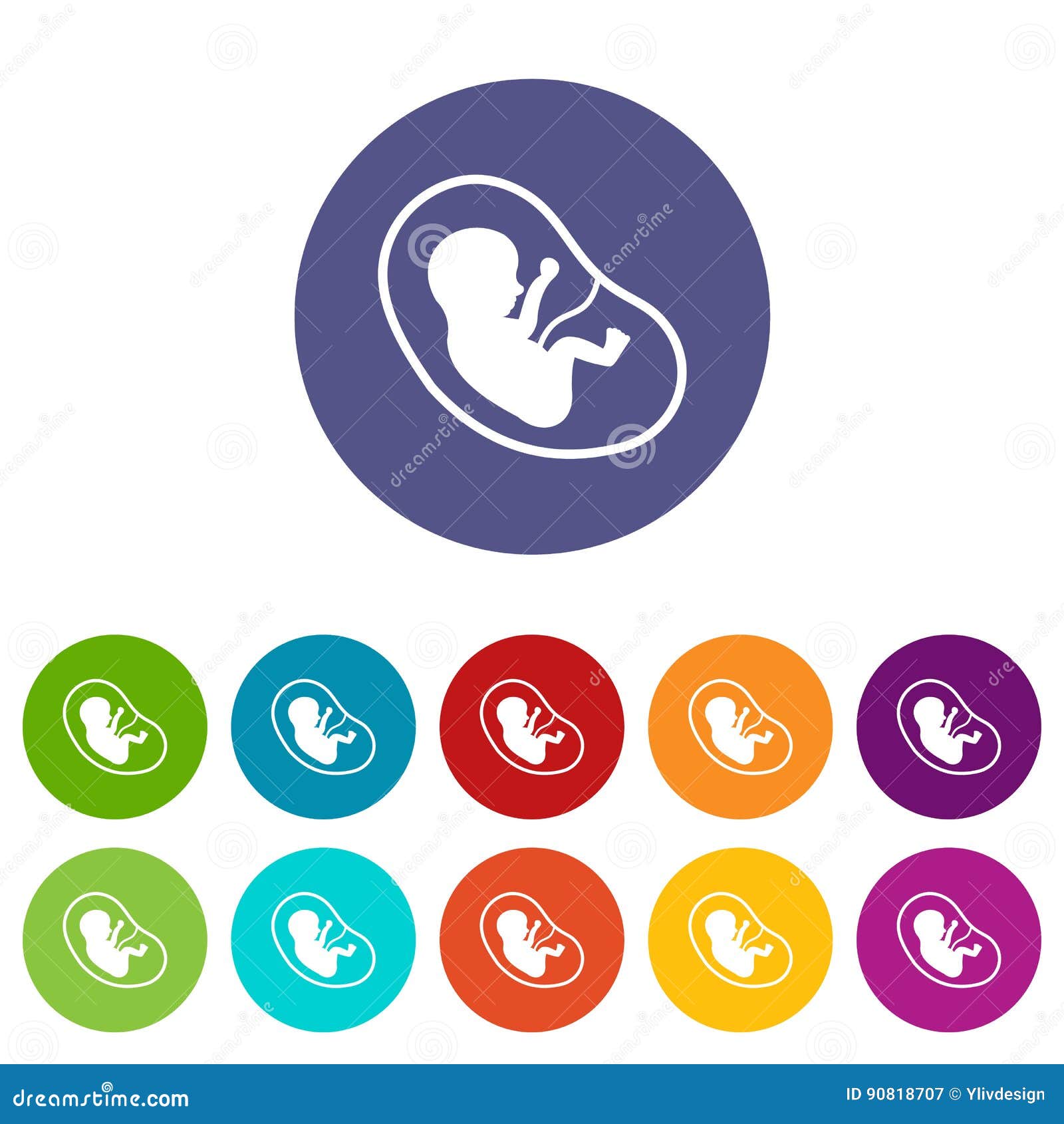Fetus Icons Set Flat Vector Stock Vector - Illustration of person, examination: 90818707