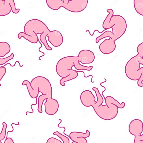 Fetus Seamless Doodle Pattern Stock Illustration - Illustration of ...