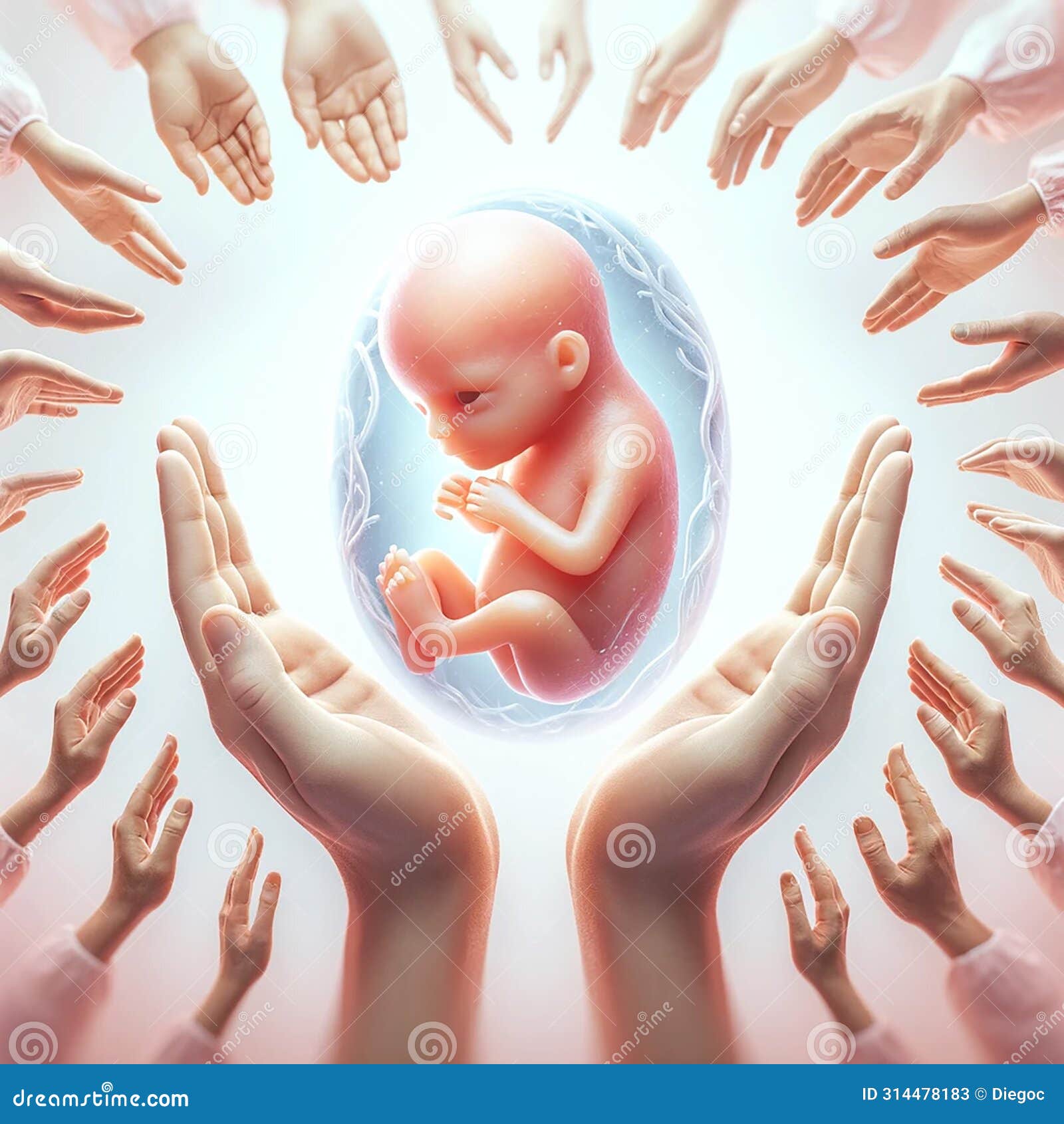 Hands Protecting the Unborn Fetus Stock Illustration - Illustration of ...