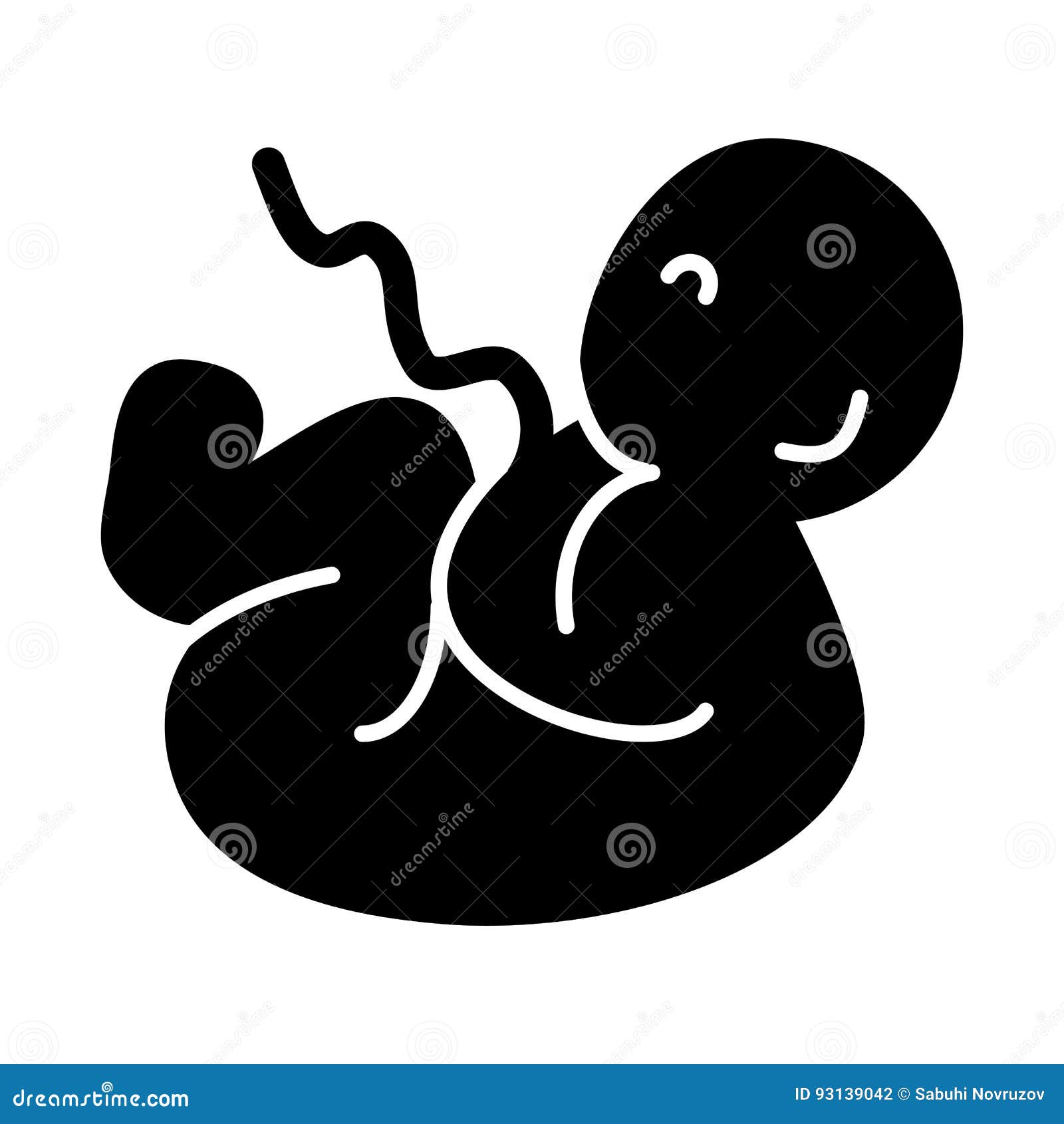 Fetus Vector Icon. Black and White Baby Illustration. Solid Linear Icon ...