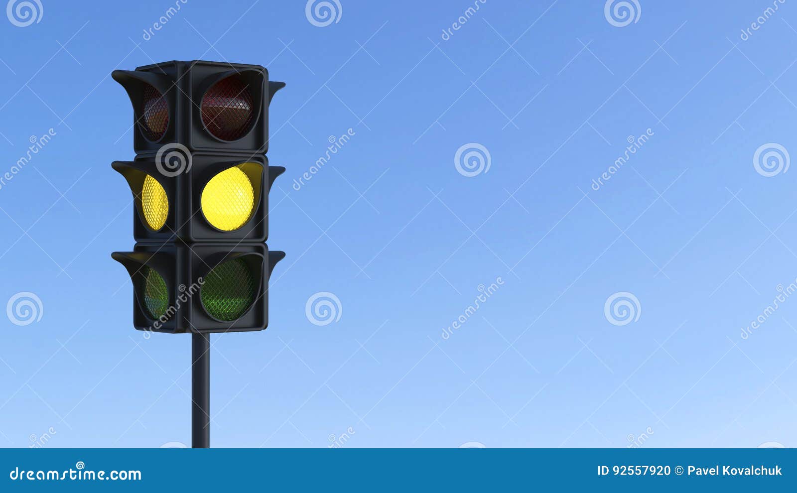 Feu De Signalisation De Jaune De L'illustration 3D Illustration Stock ...