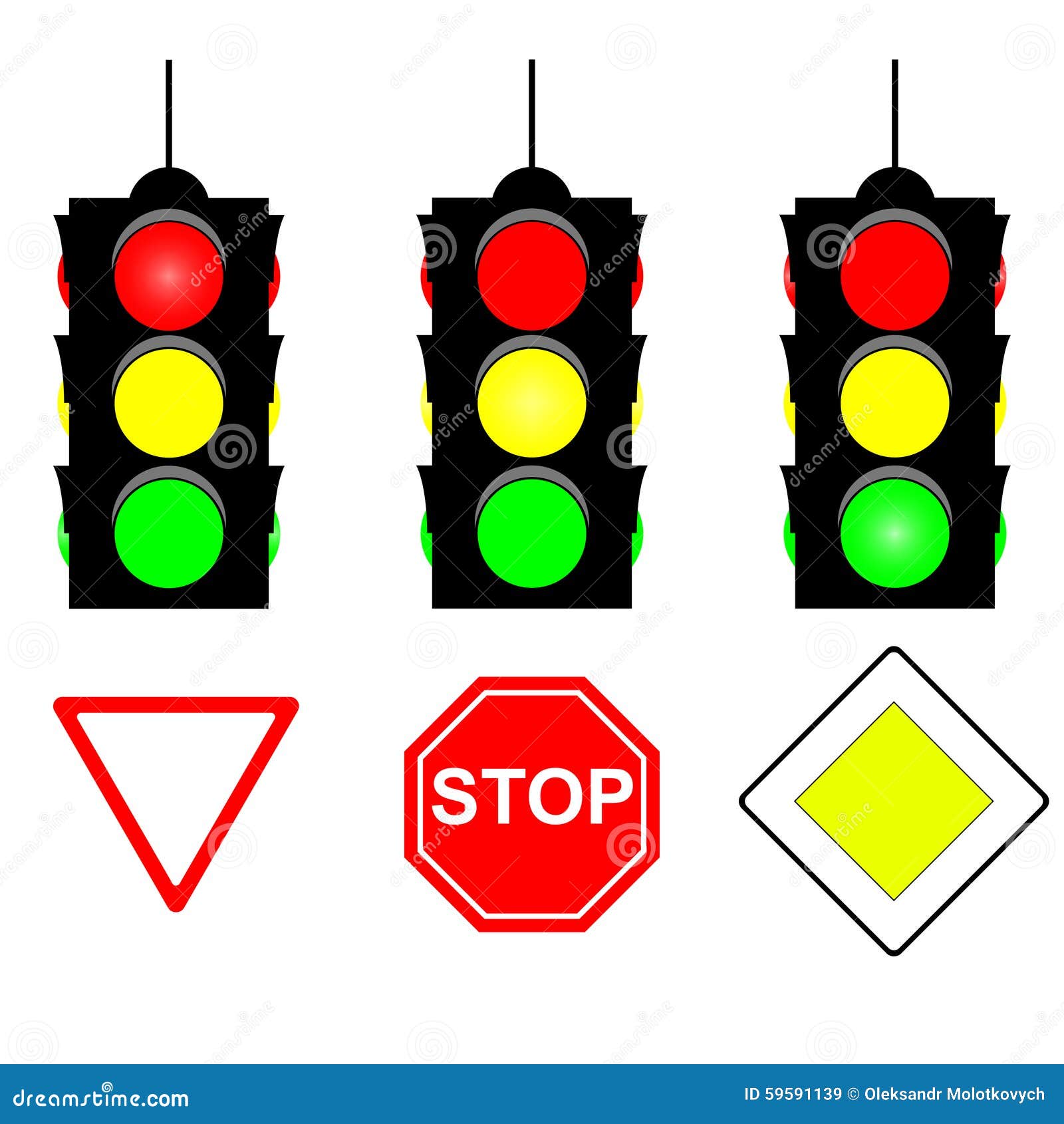 Feu Et Signes De Signalisation Illustration de Vecteur - Illustration ...