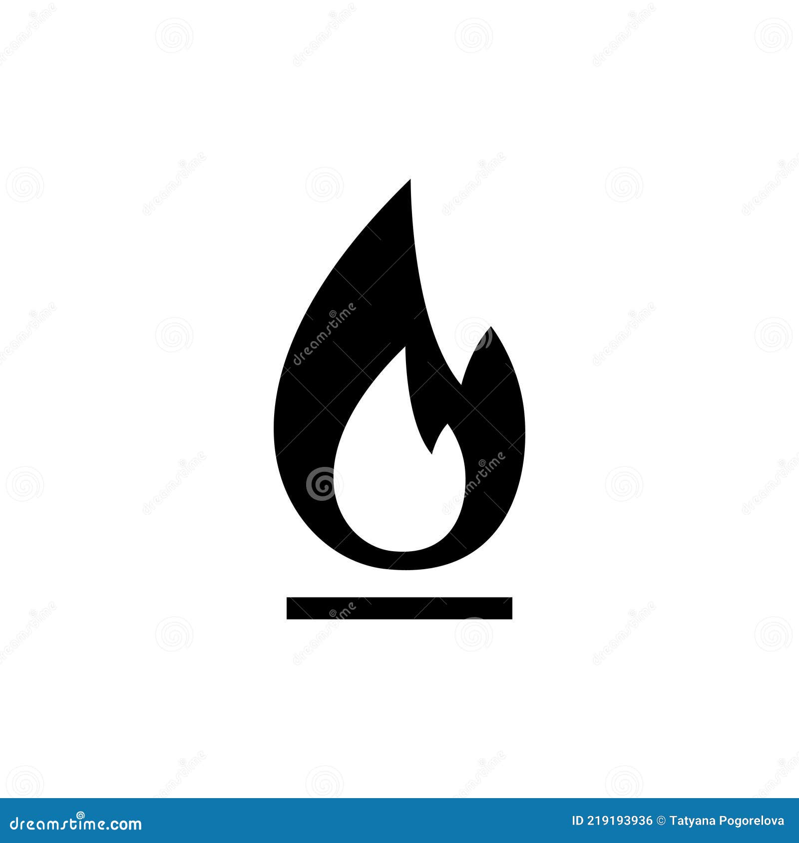 Feuersymbol. Flaches Schwarzes Piktogramm. Bildzeichen Stock Abbildung ...