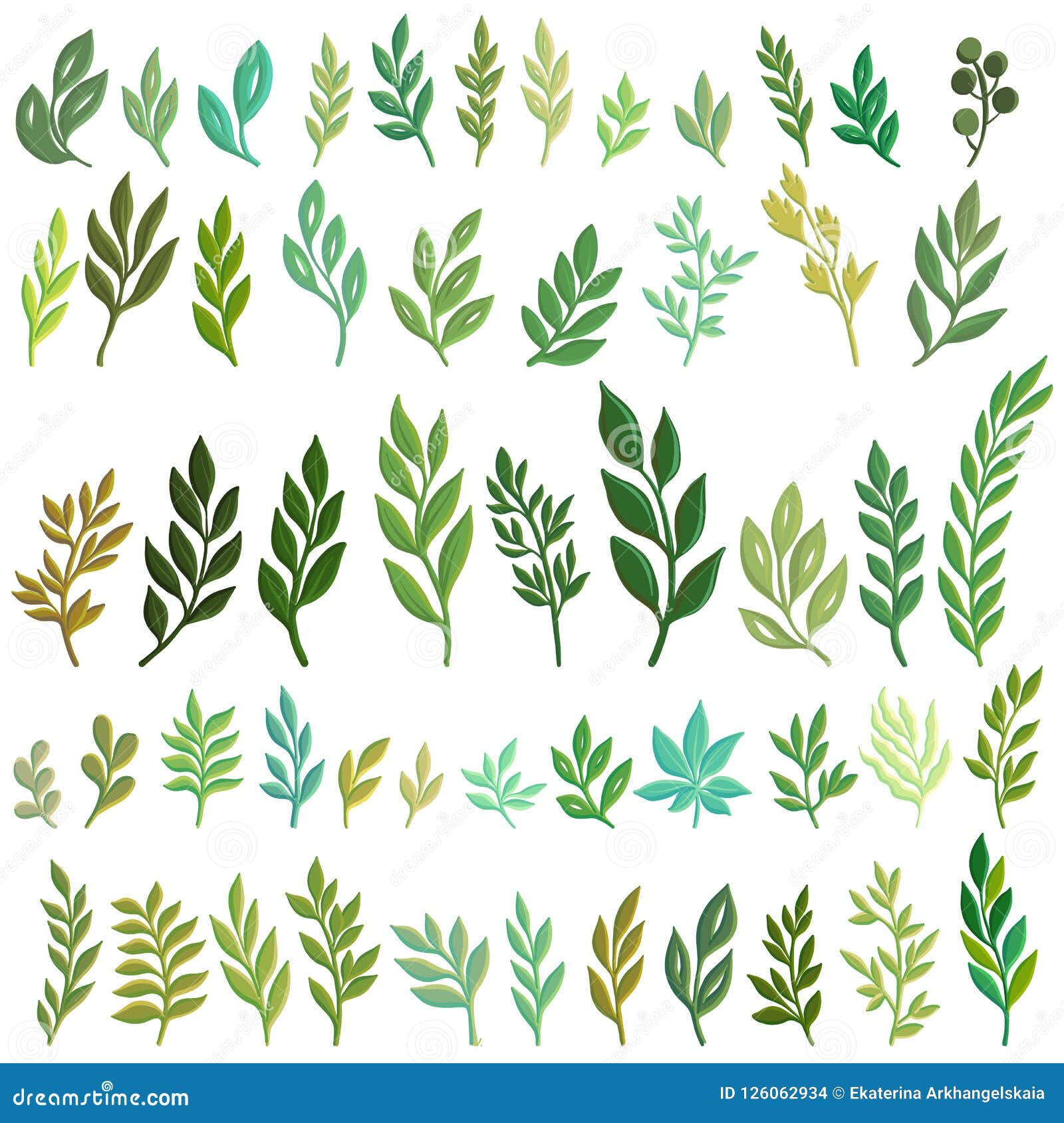 Feuilles De Dessin De Vert De Vecteur Illustration de Vecteur ...