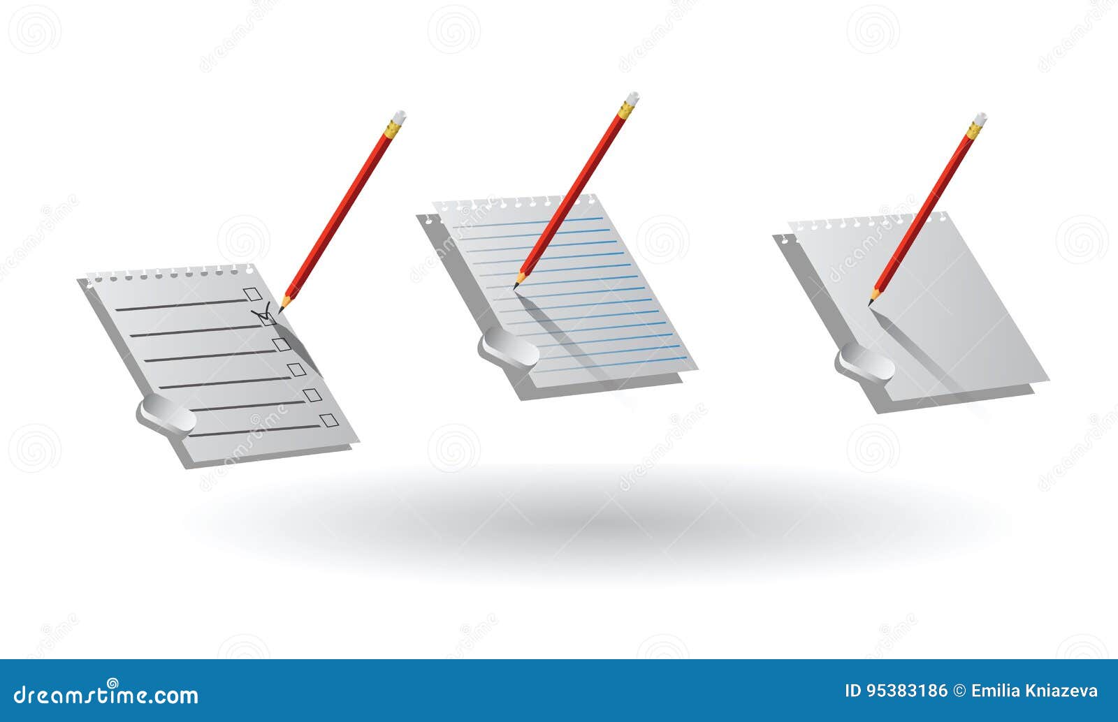 Feuilles De Papier, Crayon, Gomme Checklist Illustration de Vecteur ...