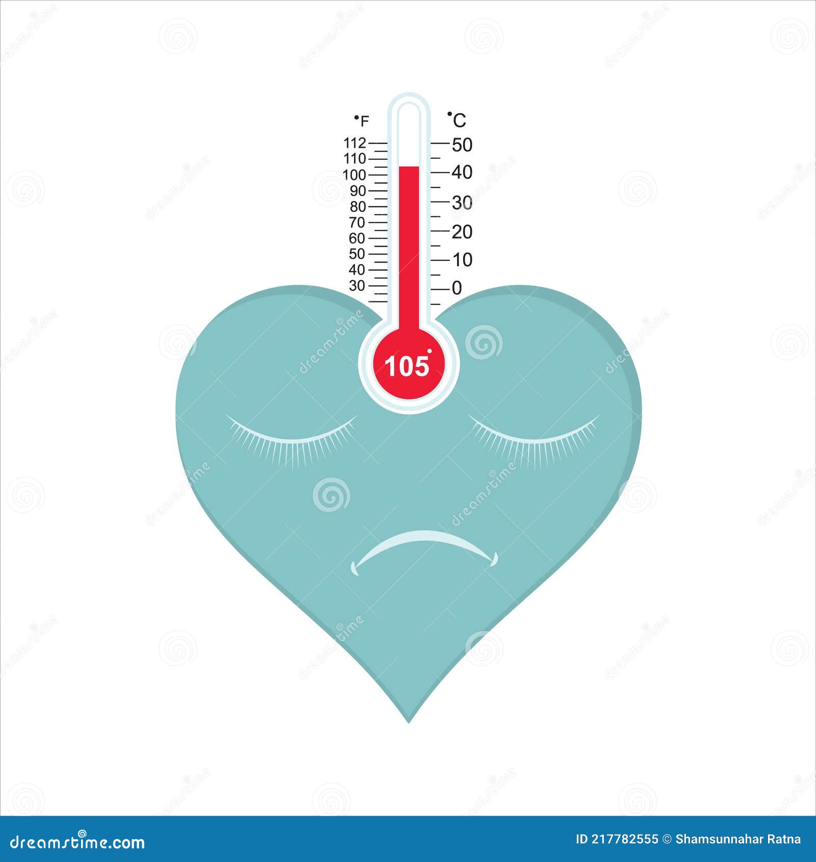 Fever in Heart Vector Illustration Isolated on White Background Stock ...