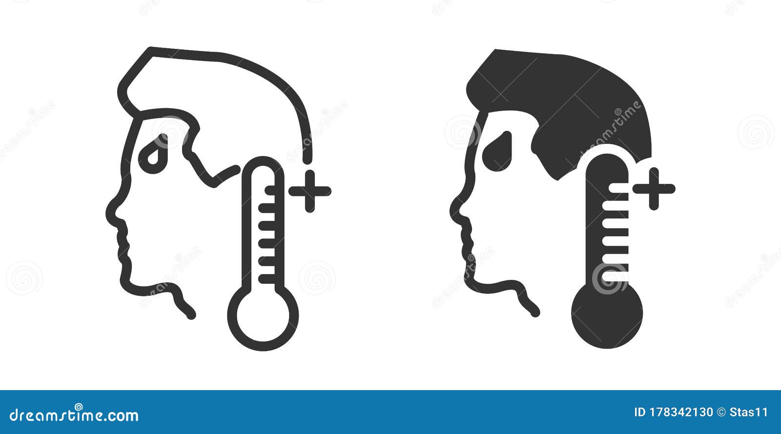 Fever Icon in Two Versions in Simple Design. Vector Illustration Stock ...