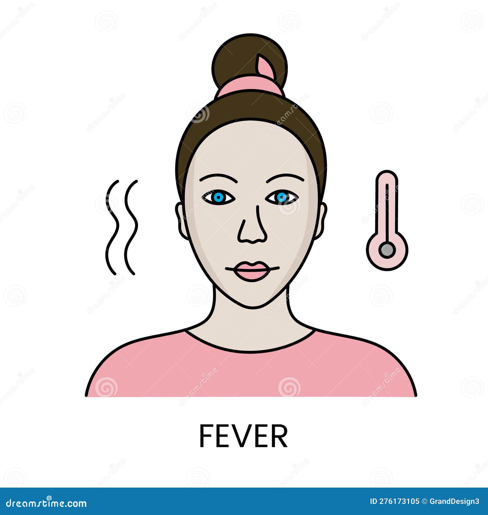 Fever Icon in Vector, Illustration of Elevated Human Body Temperature ...
