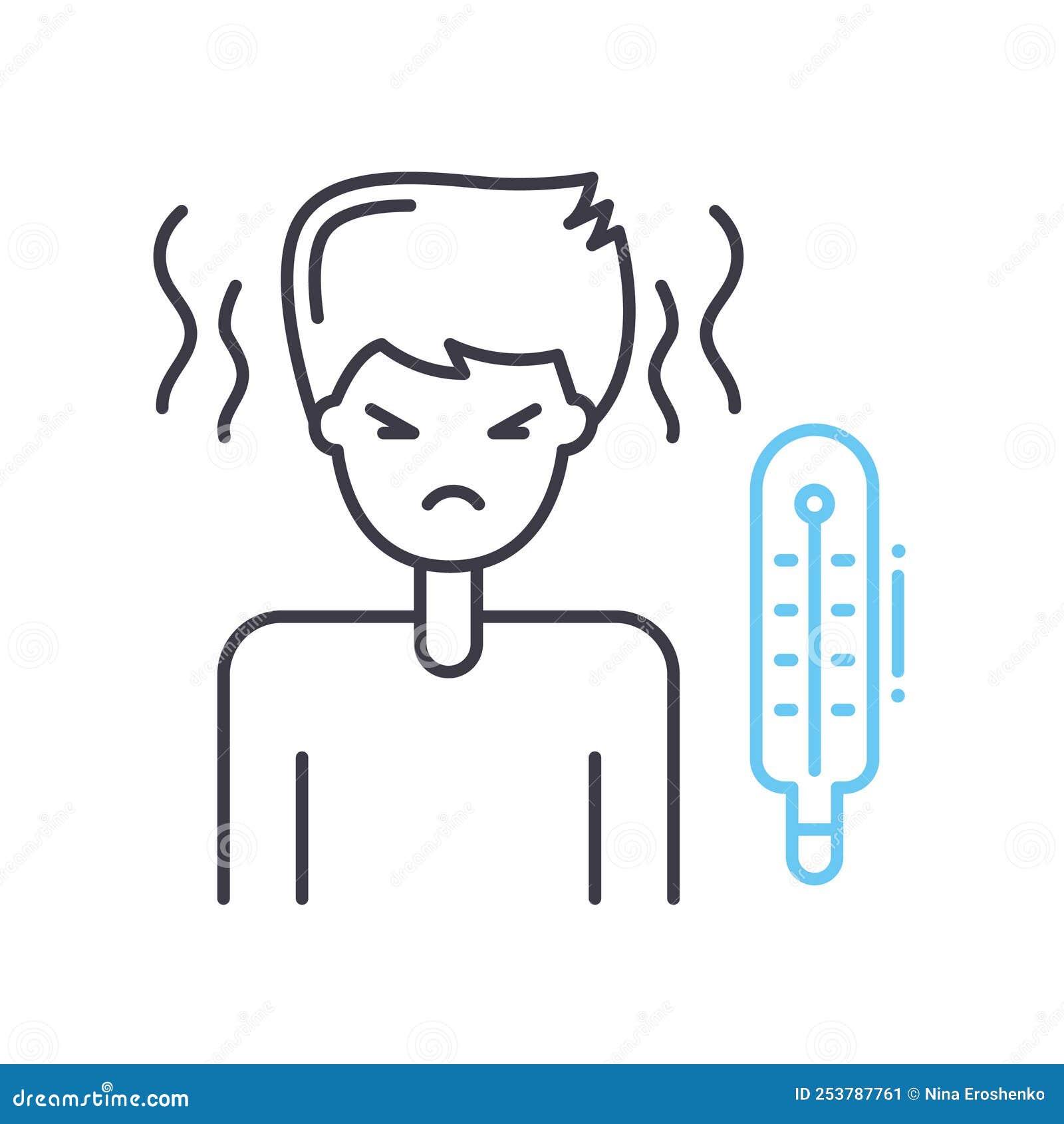 Fever Line Icon, Outline Symbol, Vector Illustration, Concept Sign ...