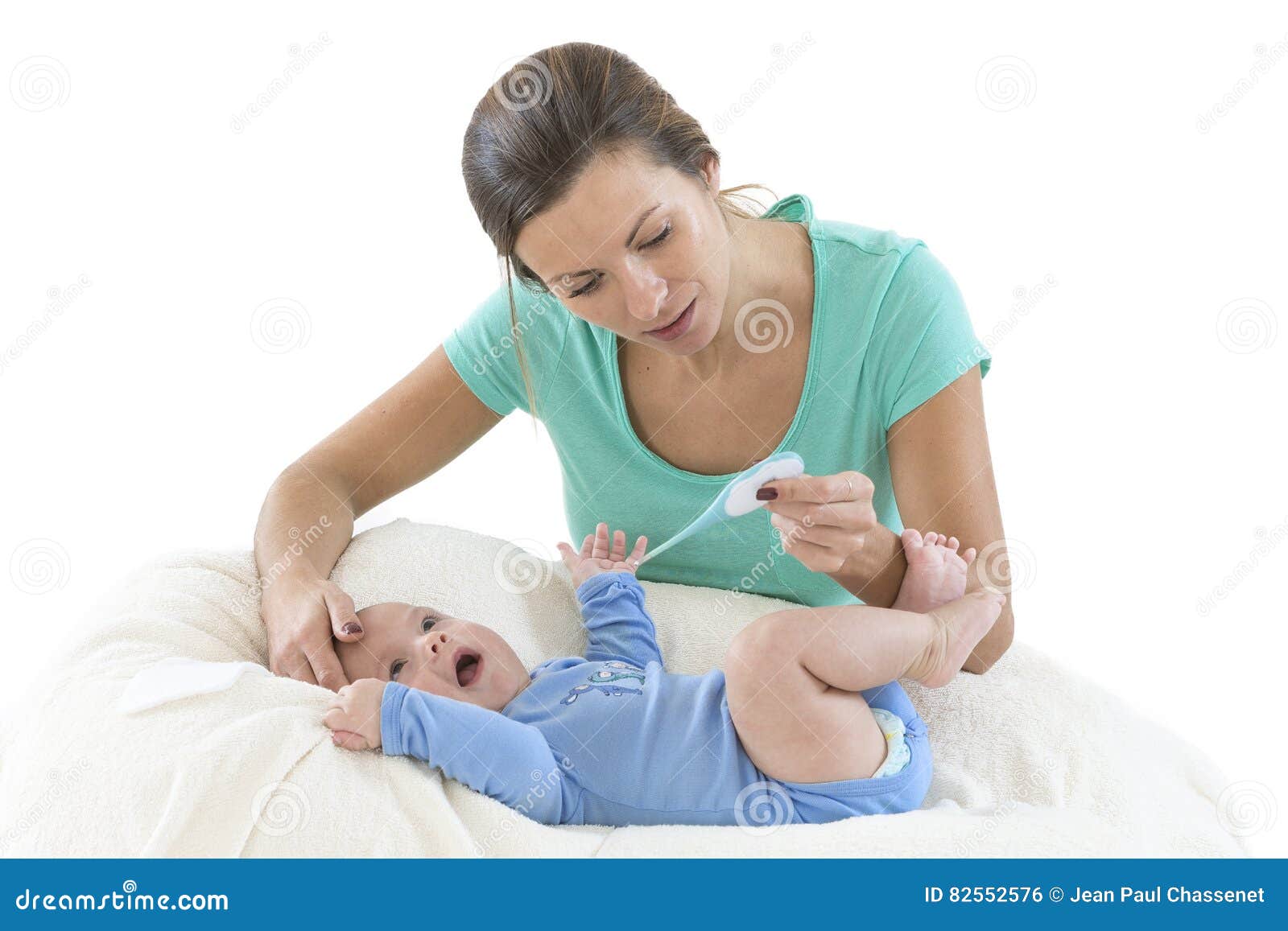 Fever,Mumn Measuring Temperature To a Baby Stock Photo - Image of ...
